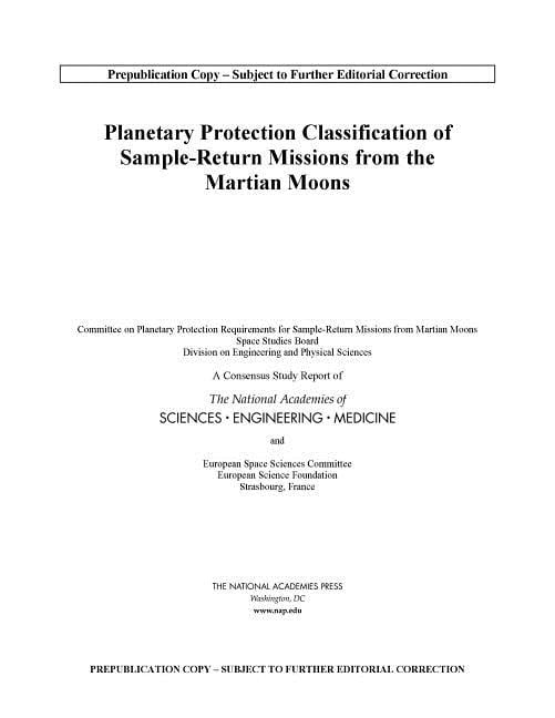 Planetary Protection Classification of Sample Return Missions from the ...