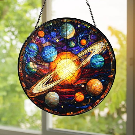Planetary Rings Solar System Glass Suncatcher, Space Window Hanging ...