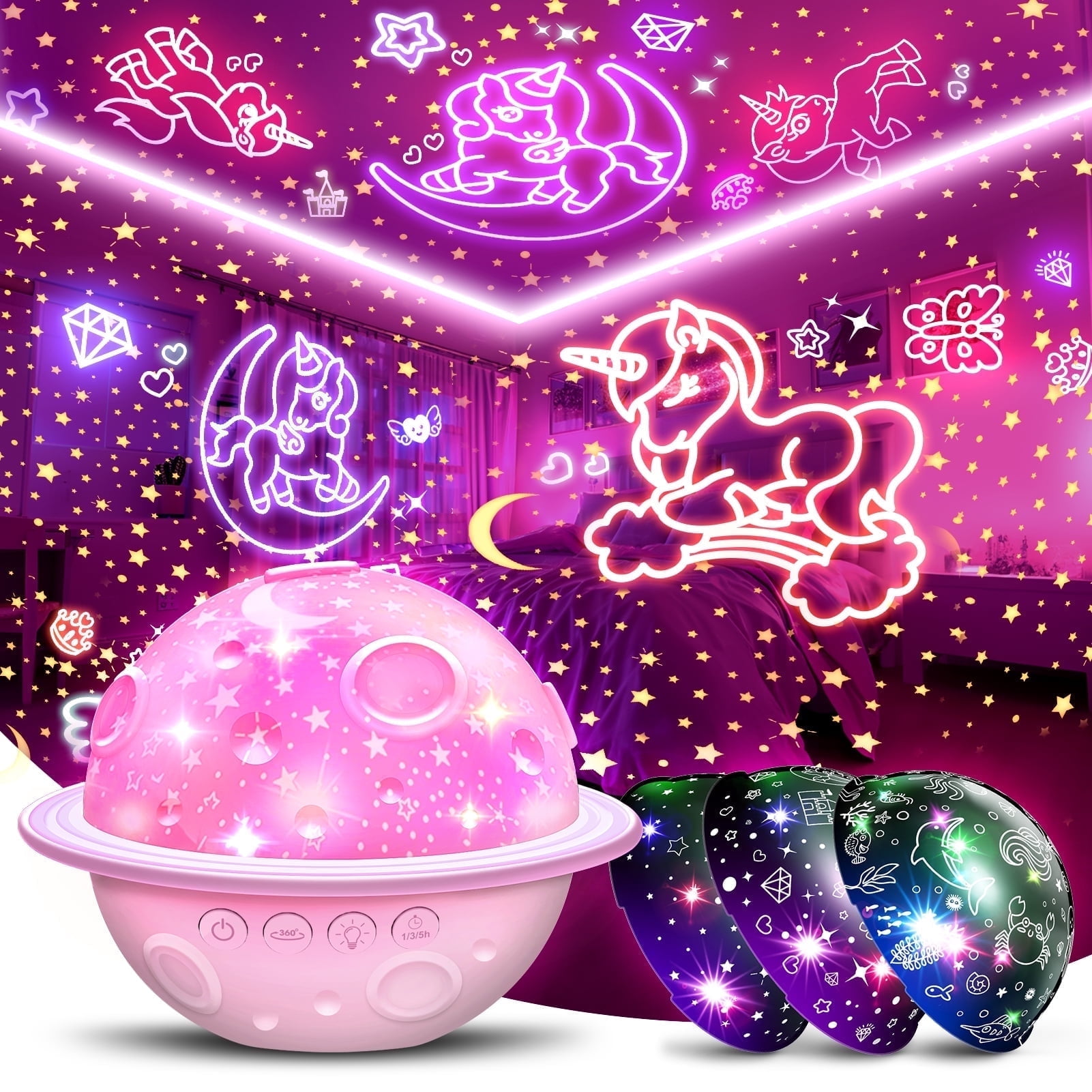 ATOPDREAM Planetary Star Projector Night Light for Kids with Unicorn ...