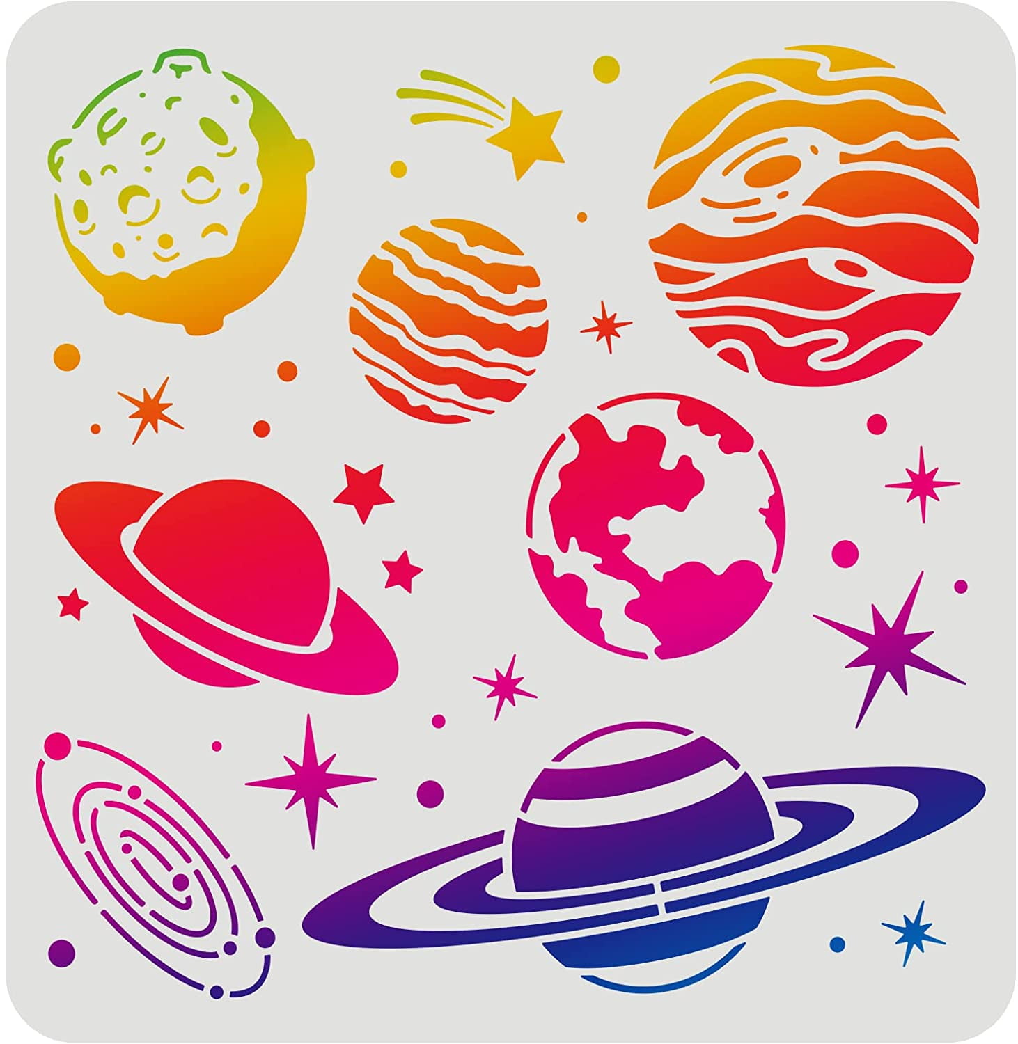 Planets Galaxy Drawing Painting Stencils Templates (11.8x11.8inch ...