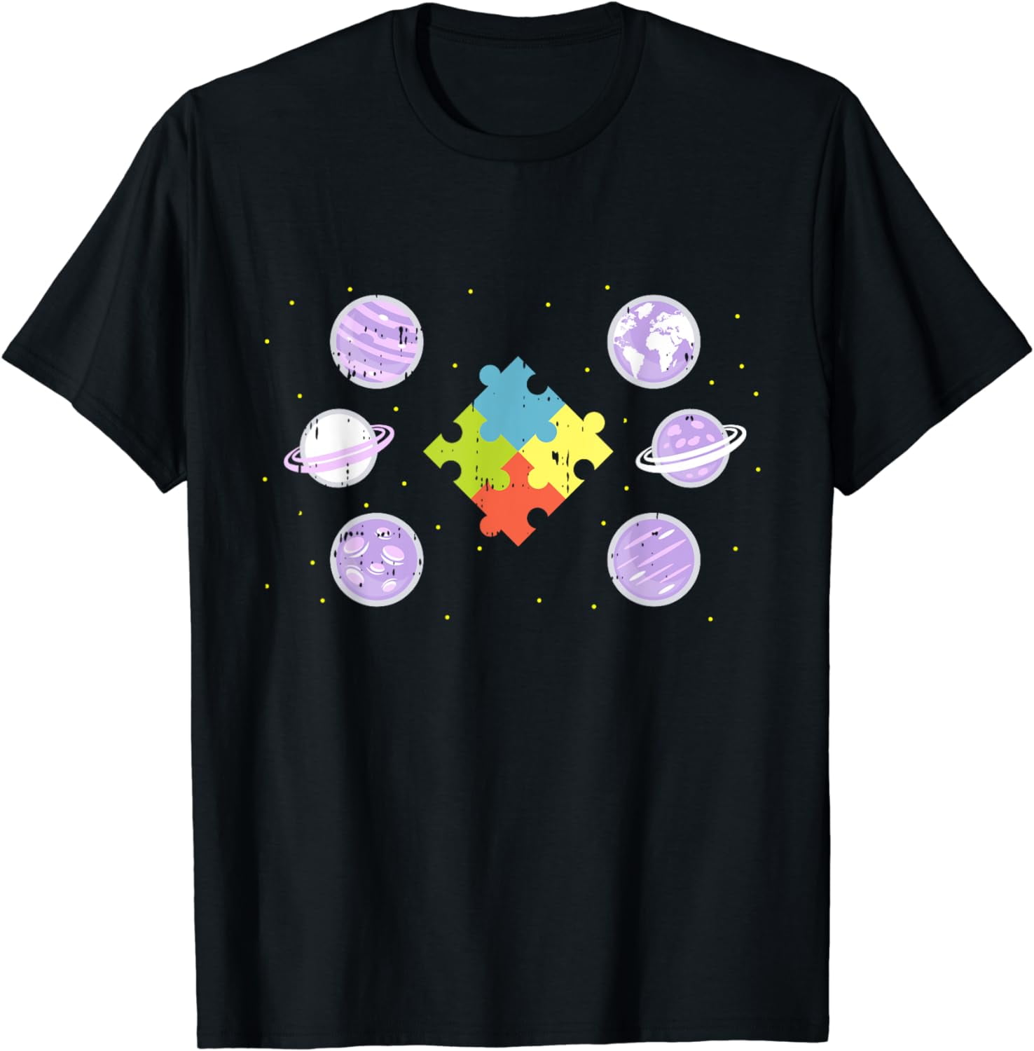 Planets Puzzle Autism Awareness Gifts For Autistic Mom Cotton T-Shirt ...