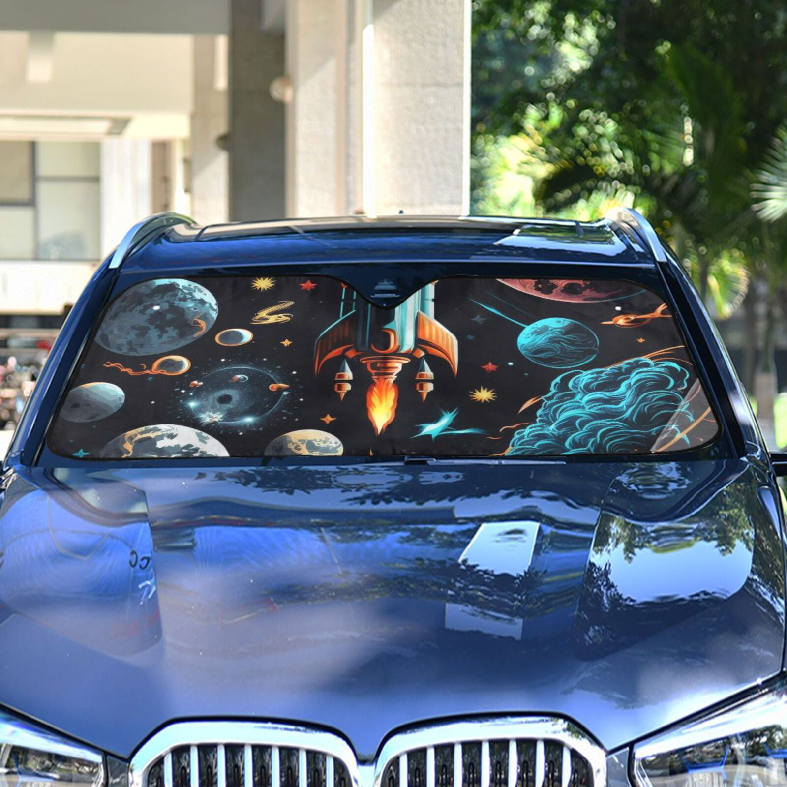 Planets Rocket Blue Automotive Front Car Windshield Sun Shade Reflector ...