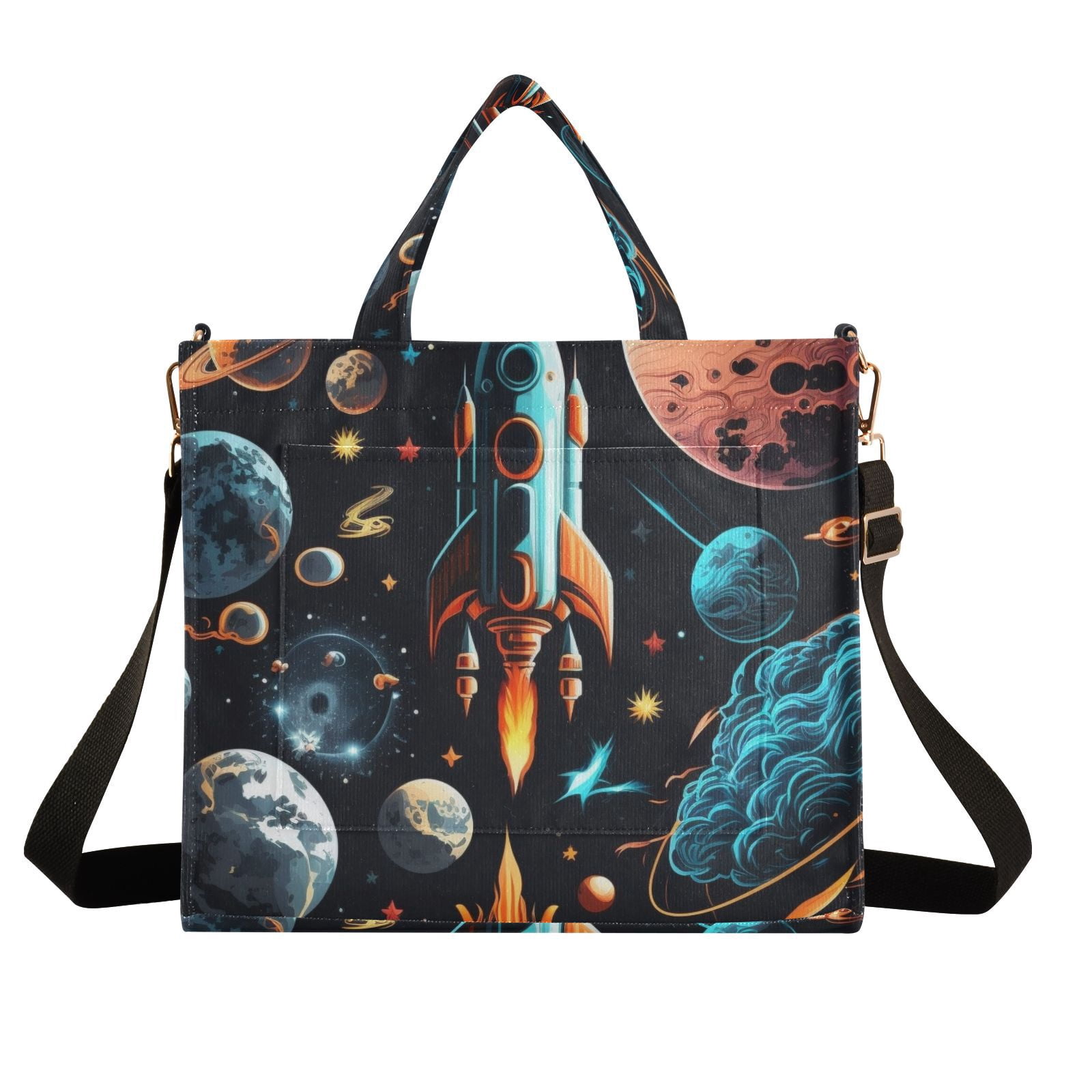 Planets Rocket Blue Corduroy Tote Bag Handbag Large Messenger Bag ...
