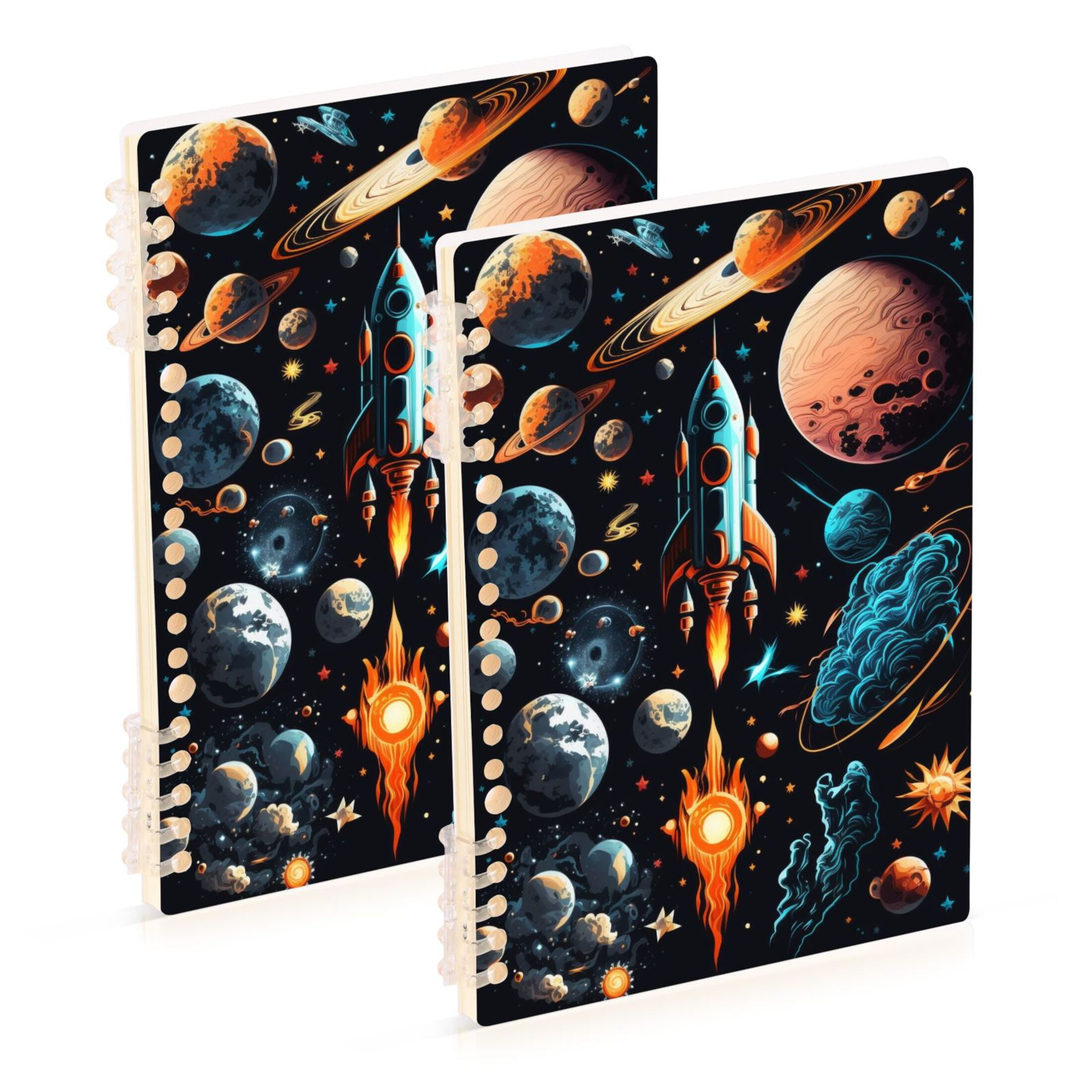 Planets Rocket Blue Ring Binder Notebook Journey Note Diary College ...