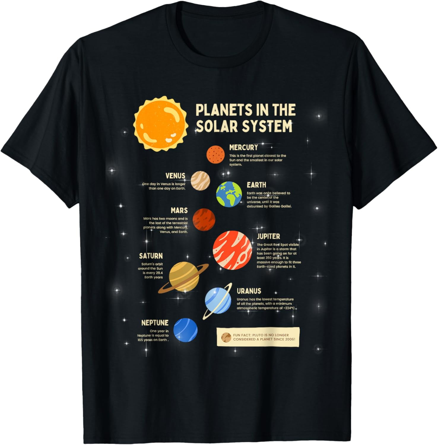 Planets Solar System Outer Space Science Boys Girls Kids T-Shirt ...