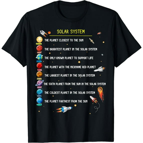 Planets Solar System Outer Space Science Boys Girls Kids T-Shirt ...