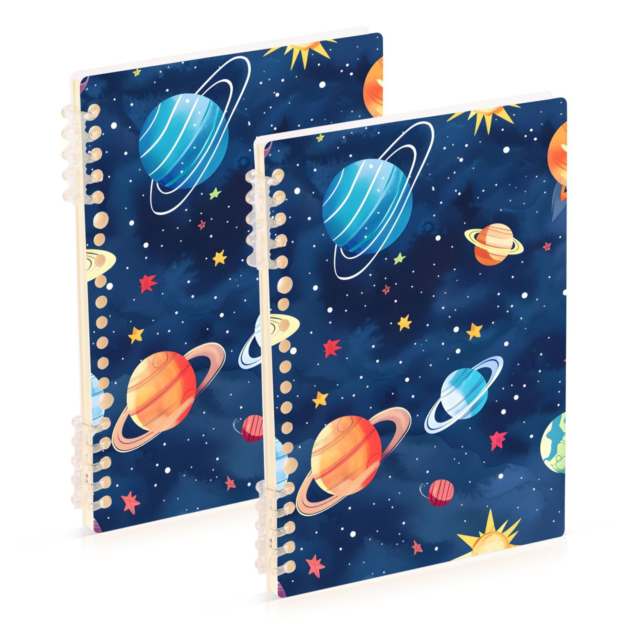 Planets Star Sun 2 Pcs Spiral Notebooks 60 Sheets 120 Pages A5 Journal ...