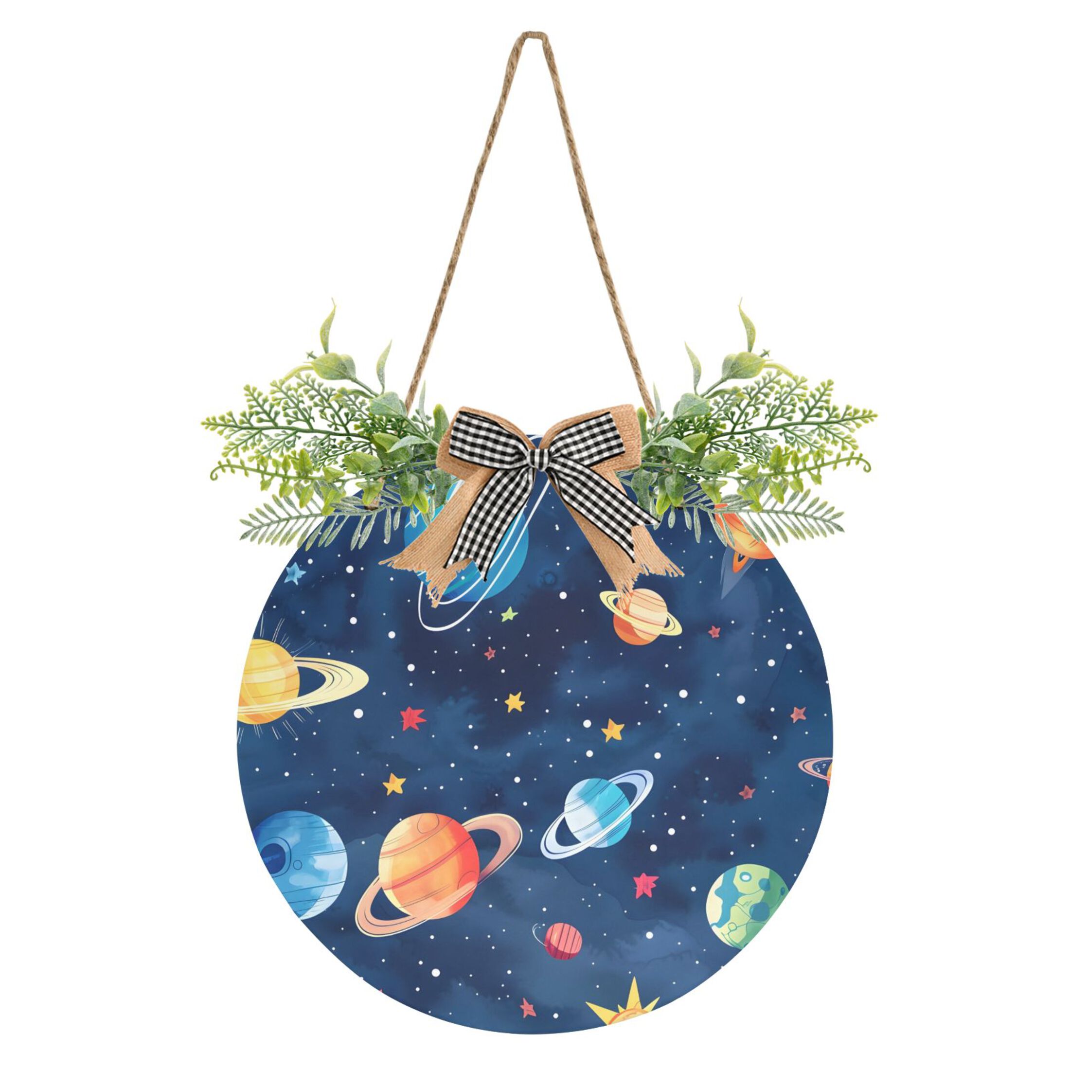 Planets Star Sun Welcome Front Door Sign Round 12 inch Porch Hanging ...