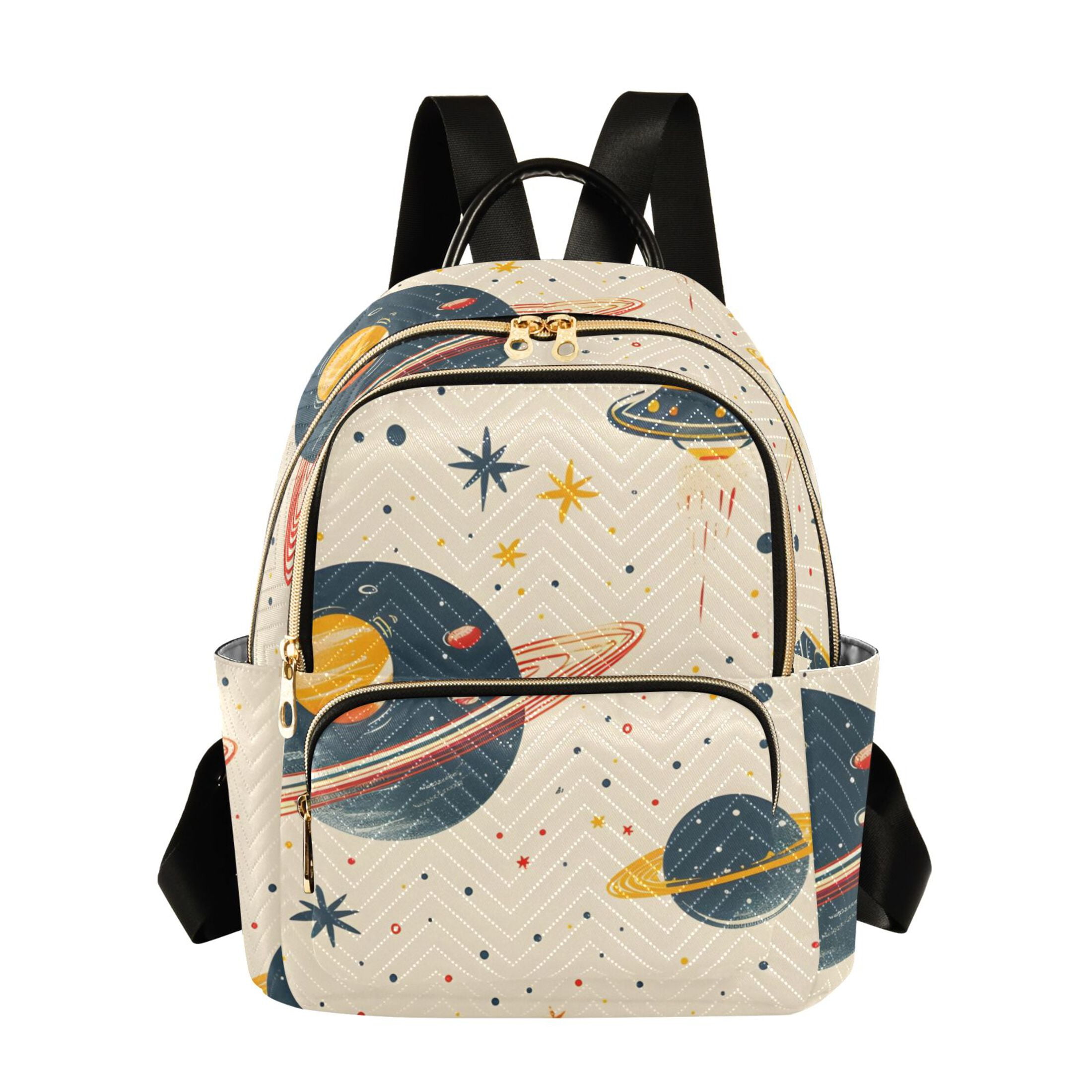 Planets Stars Ufos Quilted Backpack Fashion Daypack Commuter Bag for ...