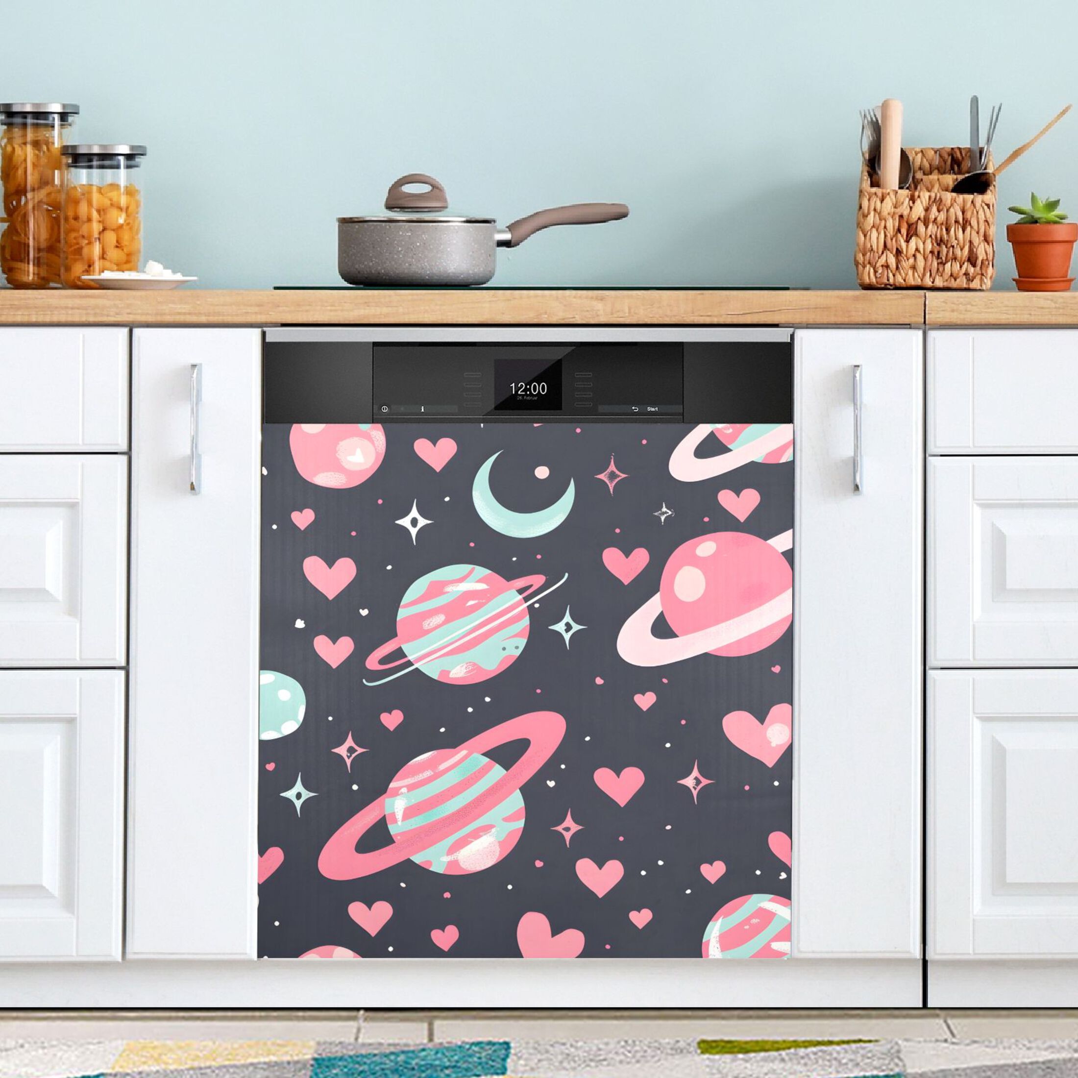 Planets Stars and Hearts Dishwasher Magnet Refrigerator Magnetic Cover ...