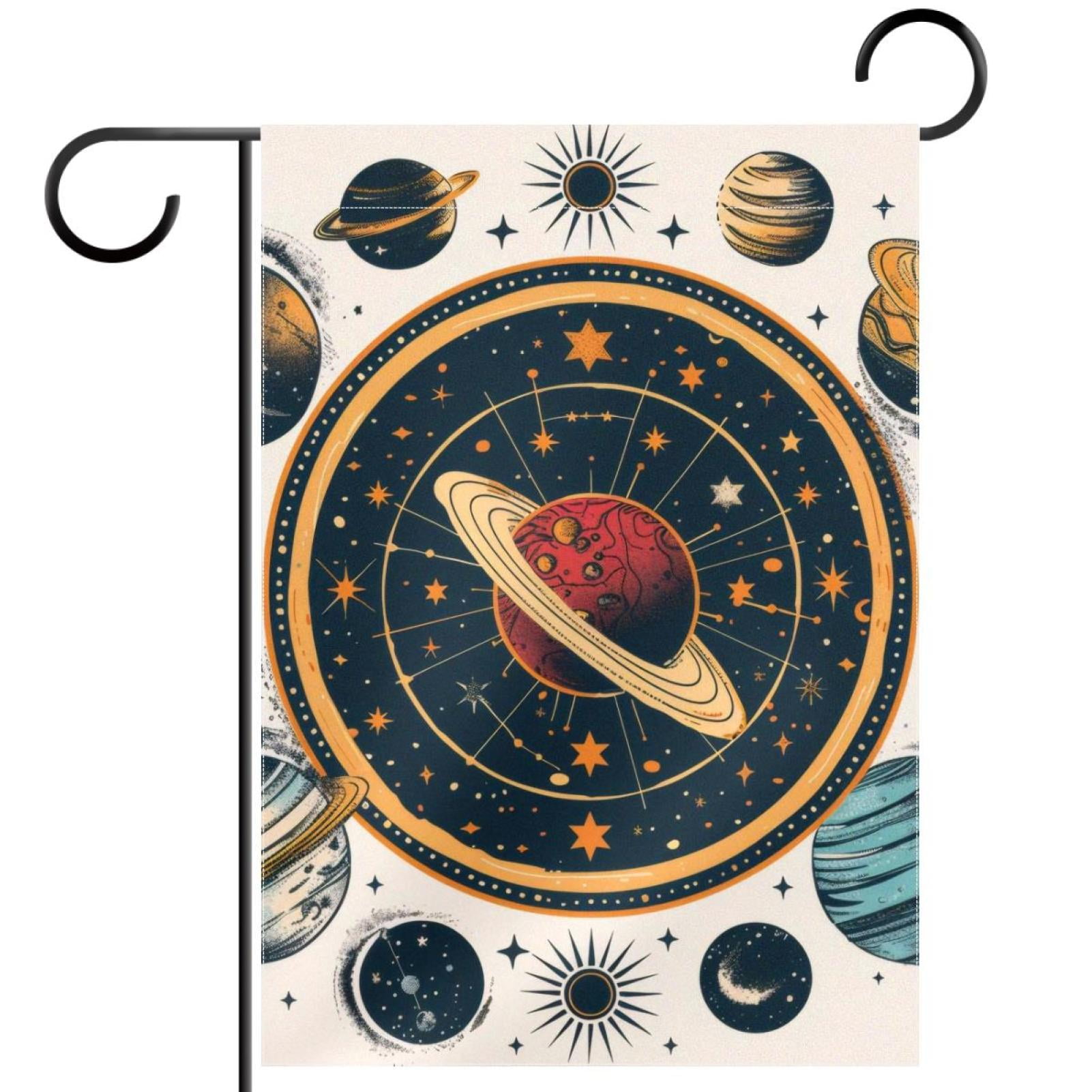 Planets Symbols Vintage Pattern Decorative Garden Flag for All Seasons ...