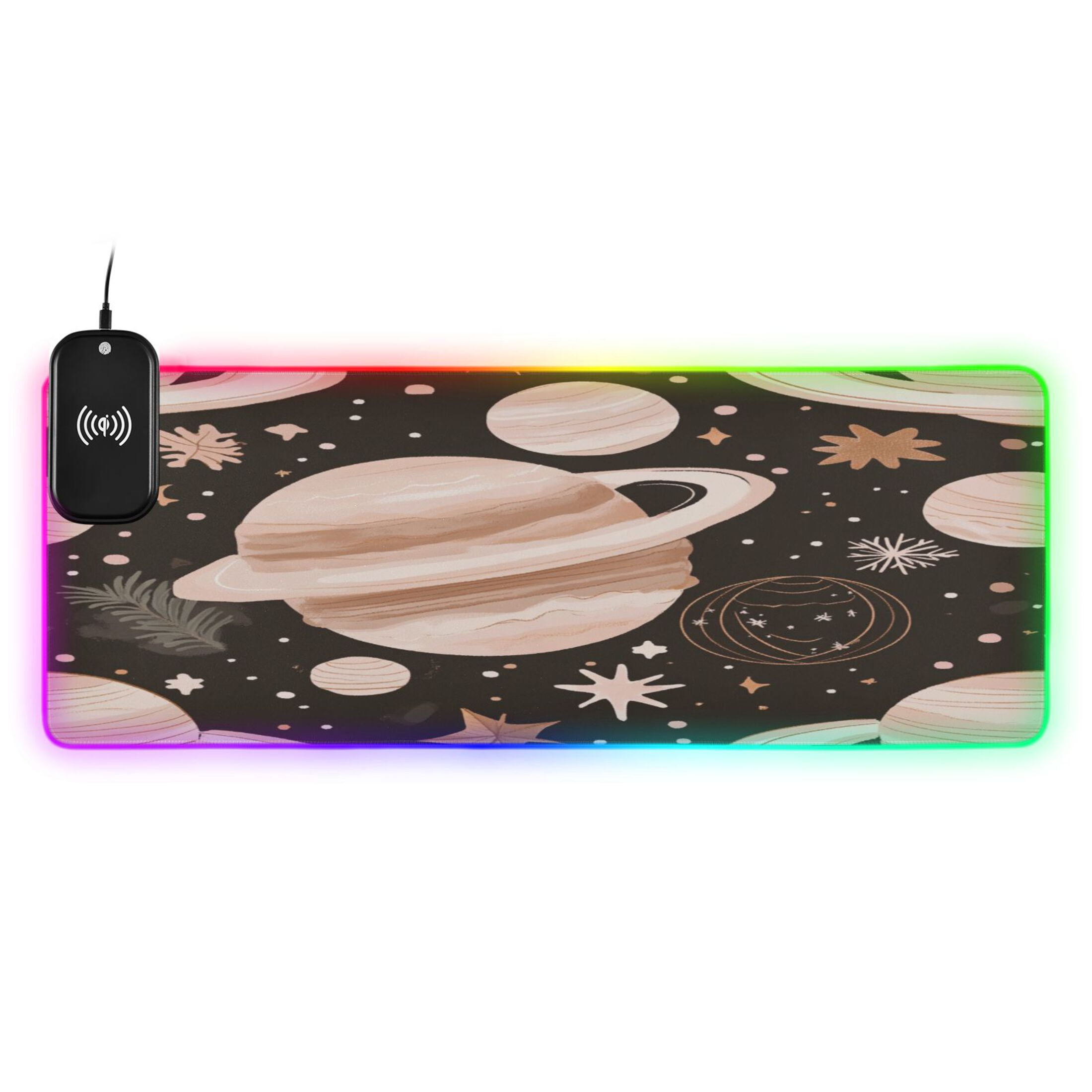 Planets and Stars Illustration Large RGB Gaming Mouse Pad with Fast ...