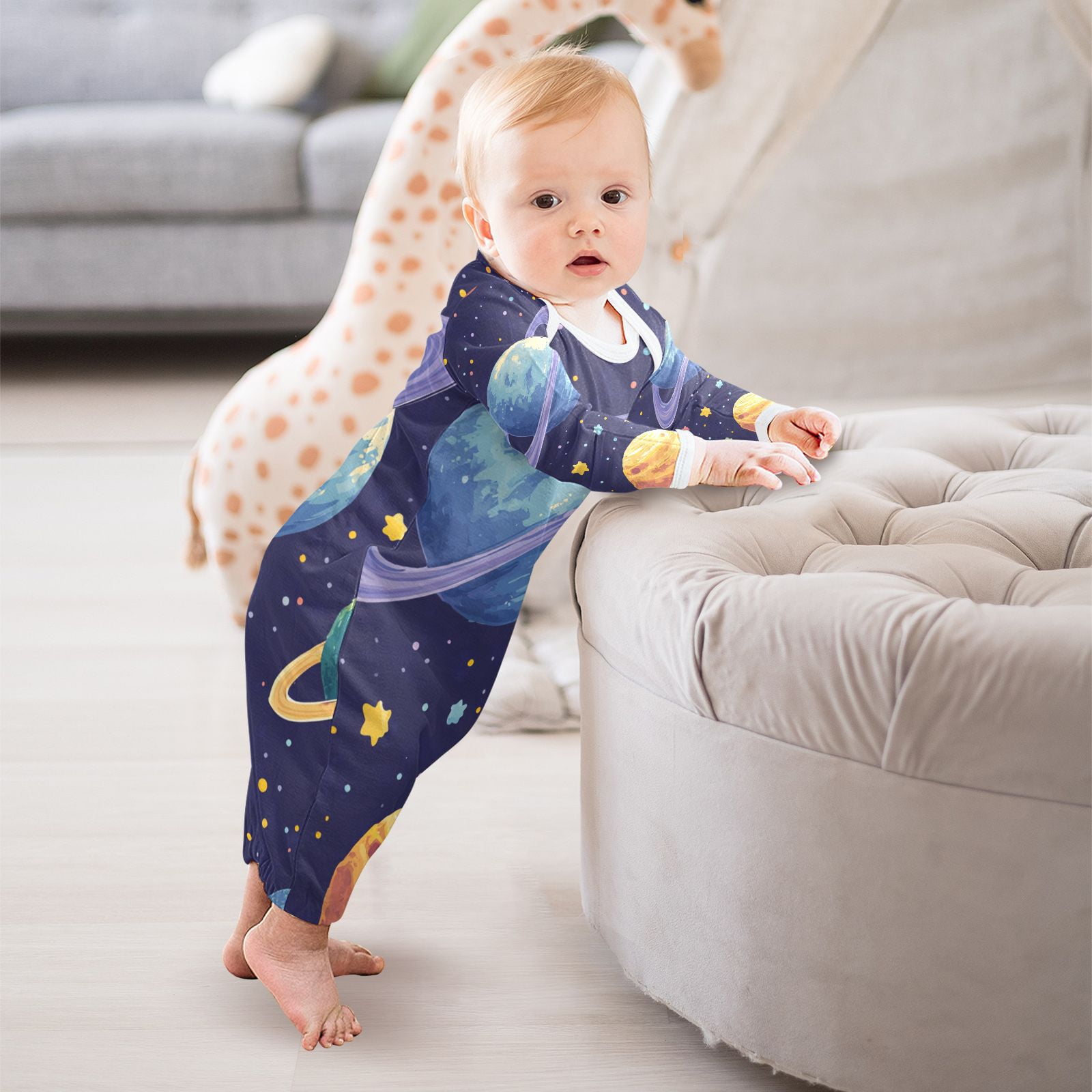 Planets in Space Newborn Baby Sleeper Gowns Baby Nightdress Cotton Long ...