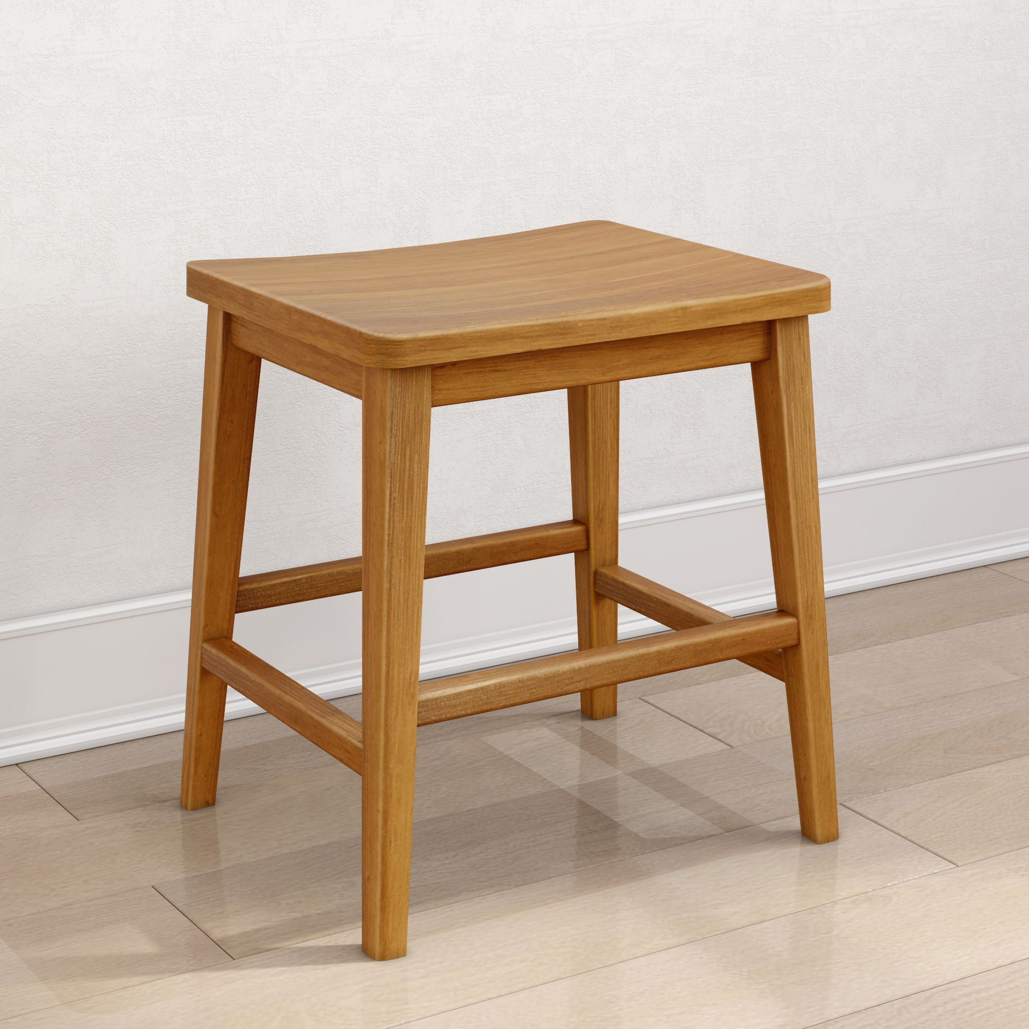 Plank+Beam 18" Solid Wood Smythe Dining Table Height Stool, Pecan ...