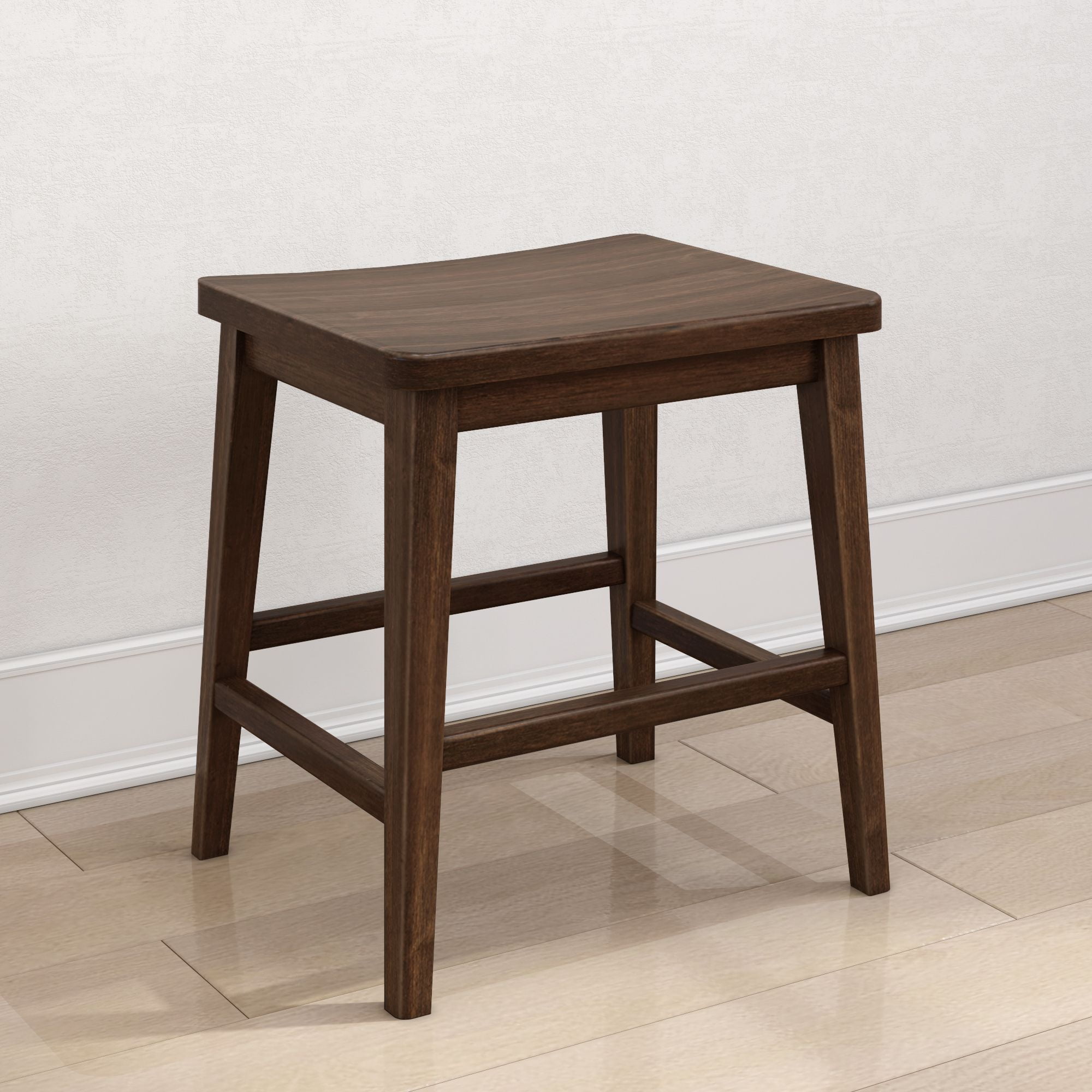 Plank+Beam 18" Solid Wood Smythe Dining Table Height Stool, Walnut ...