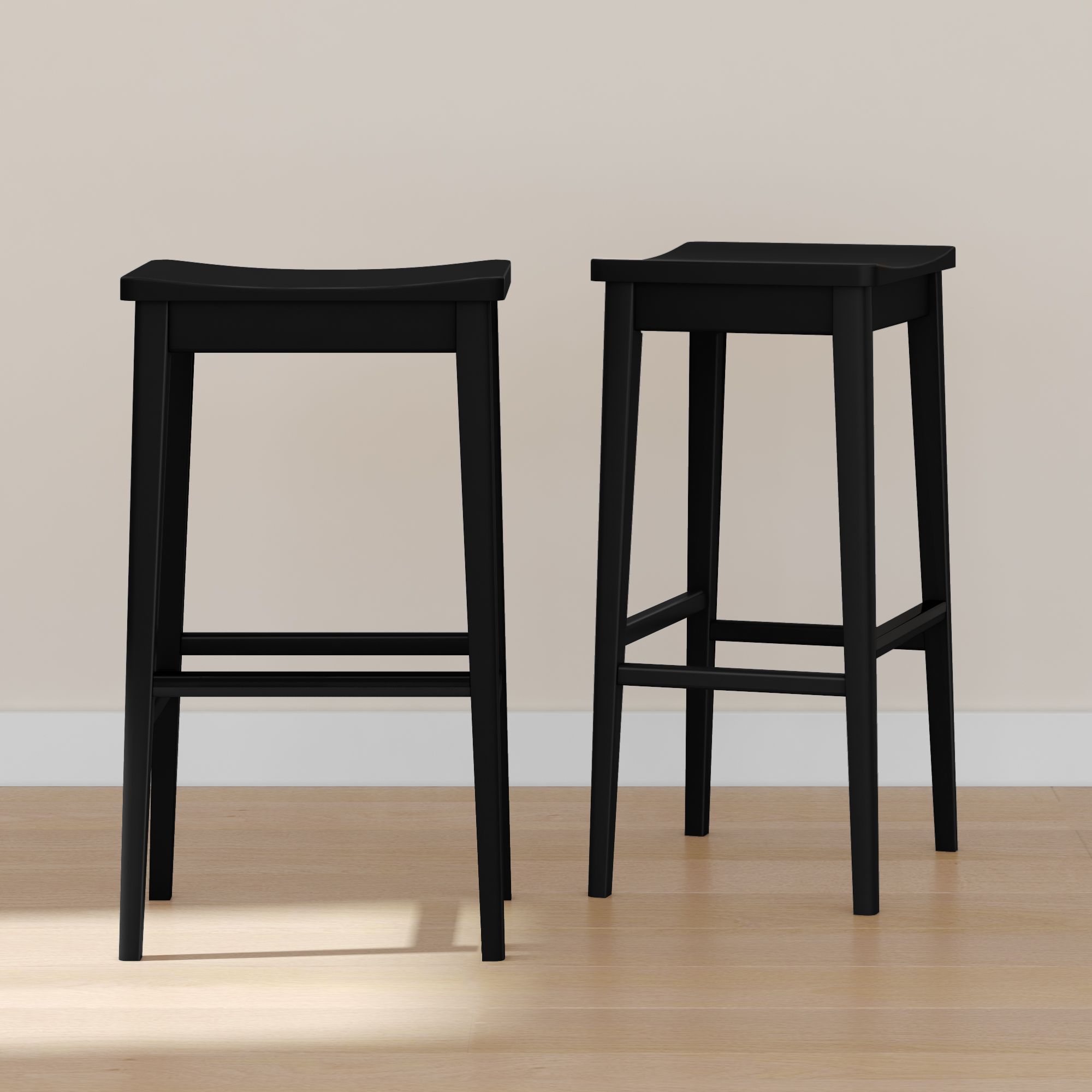 Plank+Beam 30" Bar Stool, Set of 2 Solid Wood Modern Kitchen Stools ...