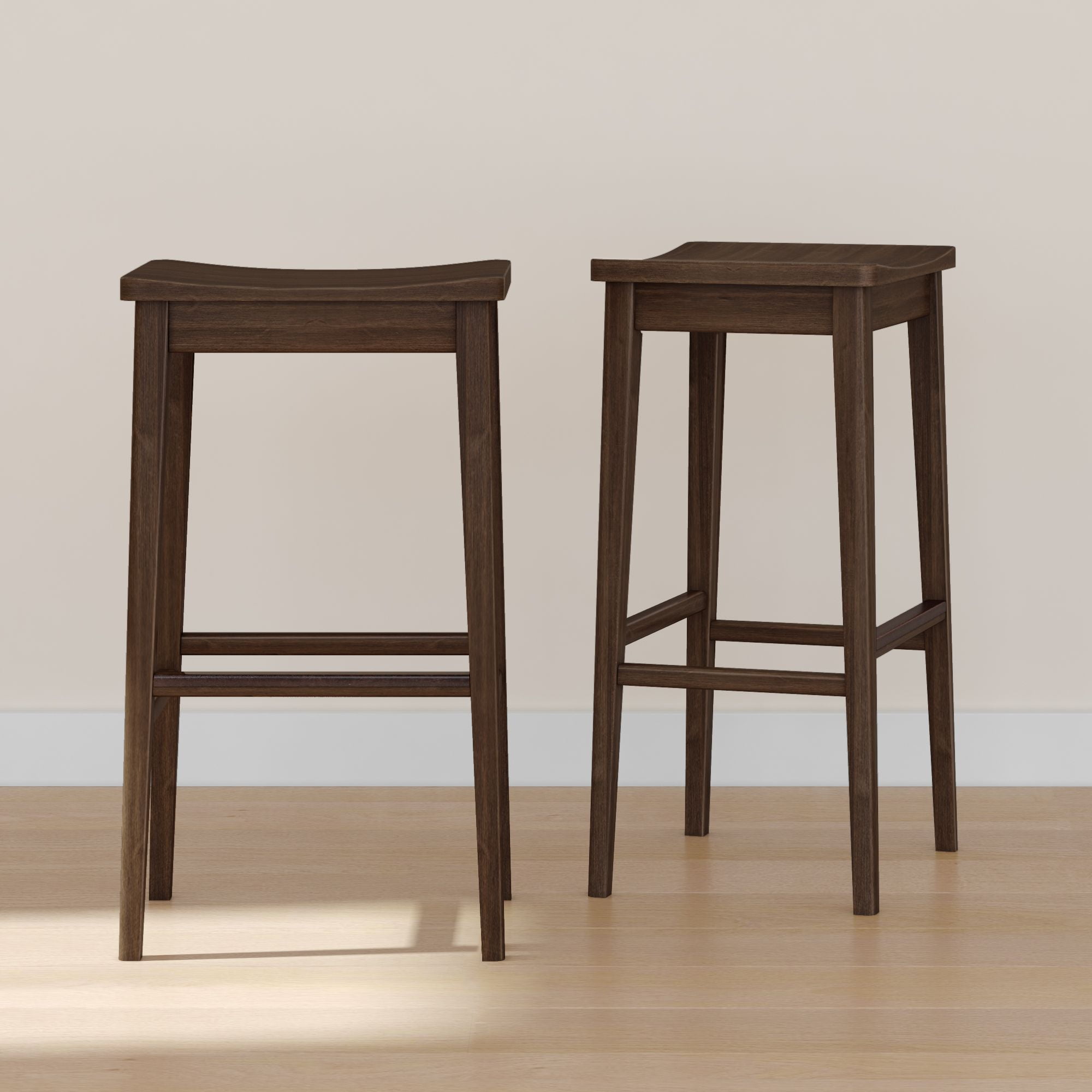 Plank+Beam 30" Bar Stool, Set of 2 Solid Wood Modern Kitchen Stools ...