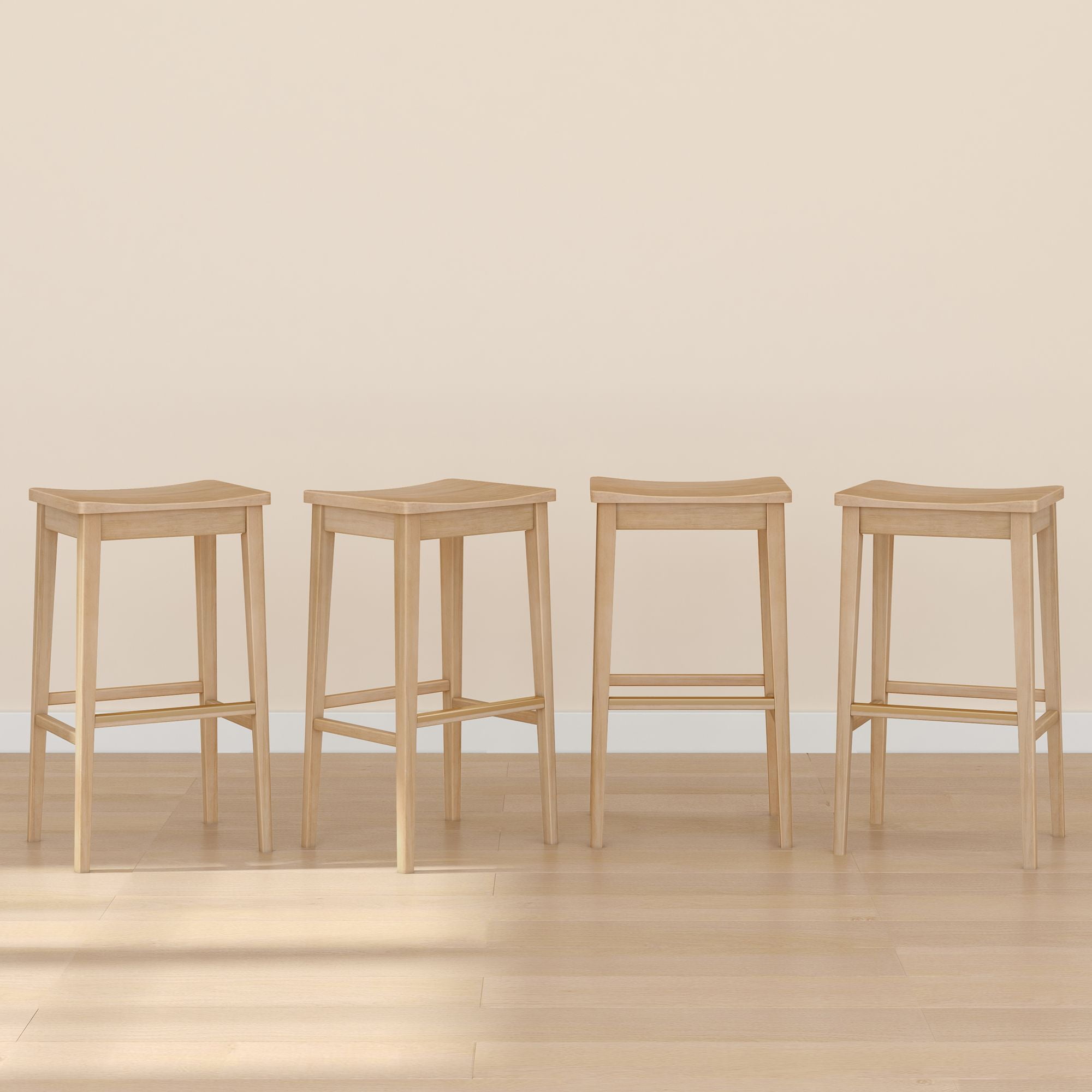 Plank+Beam 30" Bar Stool, Set of 4 Solid Wood Modern Kitchen Stools ...