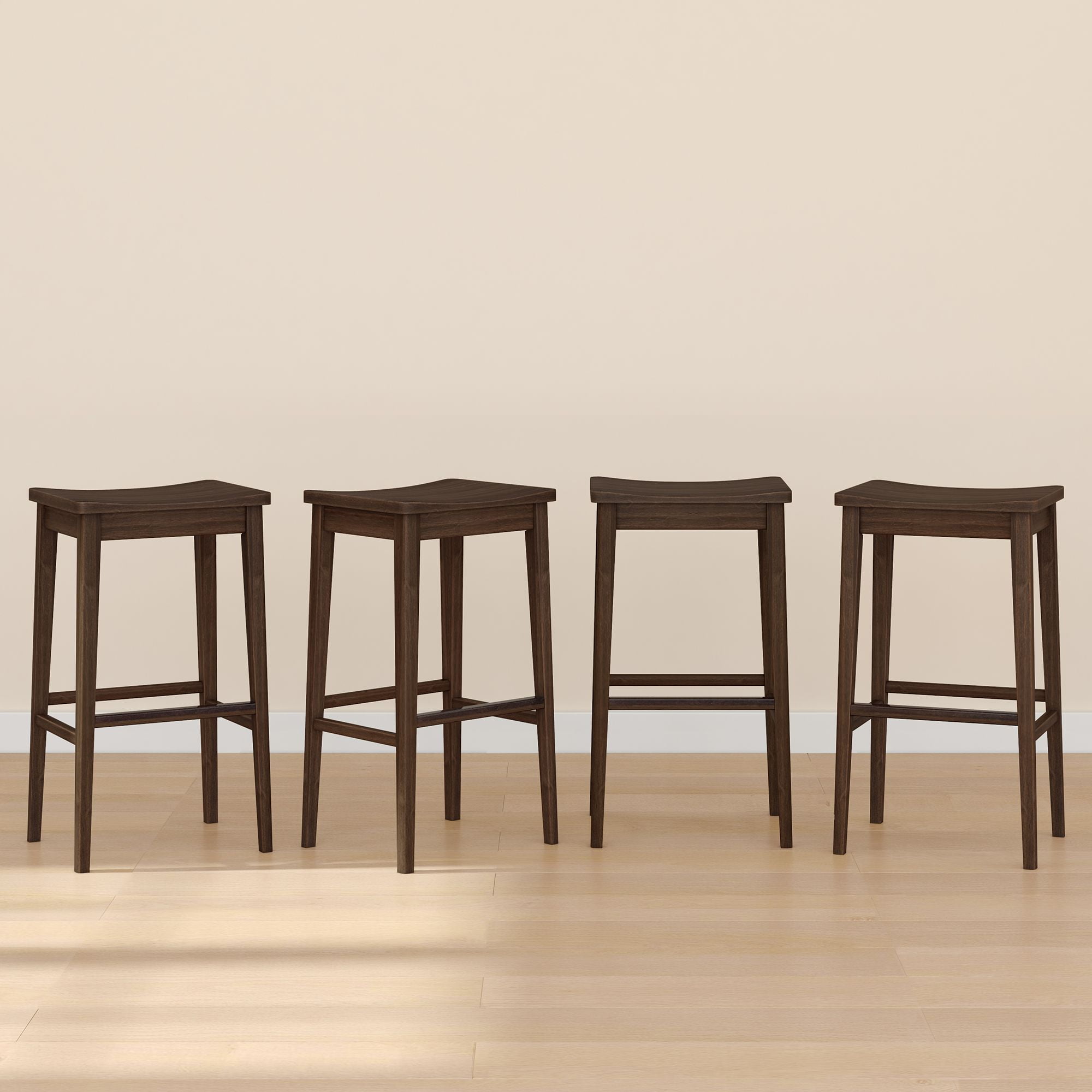 Plank+Beam 30" Bar Stool, Set of 4 Solid Wood Modern Kitchen Stools ...
