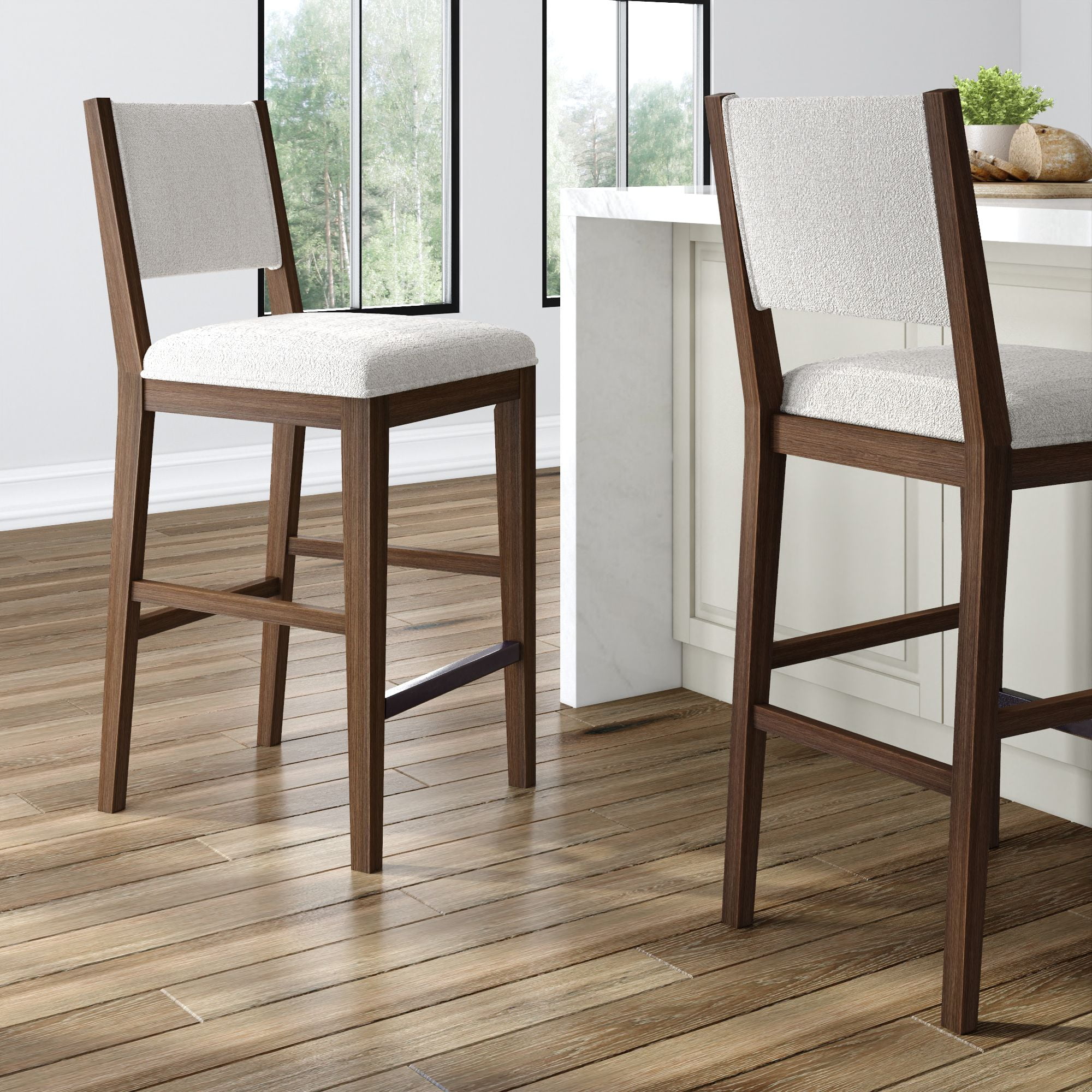 Plank+Beam 30" Counter Bar Stool, Solid Wood Modern Kitchen Stools with ...