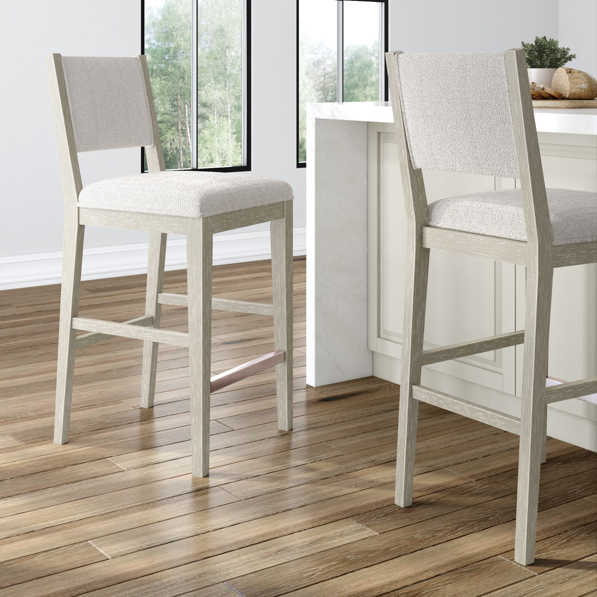 Plank+Beam 30" Counter Bar Stool, Solid Wood Modern Kitchen Stools with ...