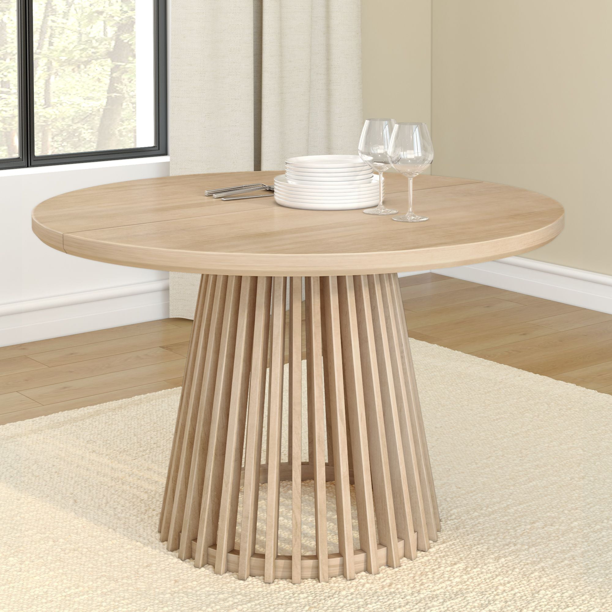 Plank+Beam 48" Lido Round Dining Table, Solid Wood Minimalist Kitchen ...