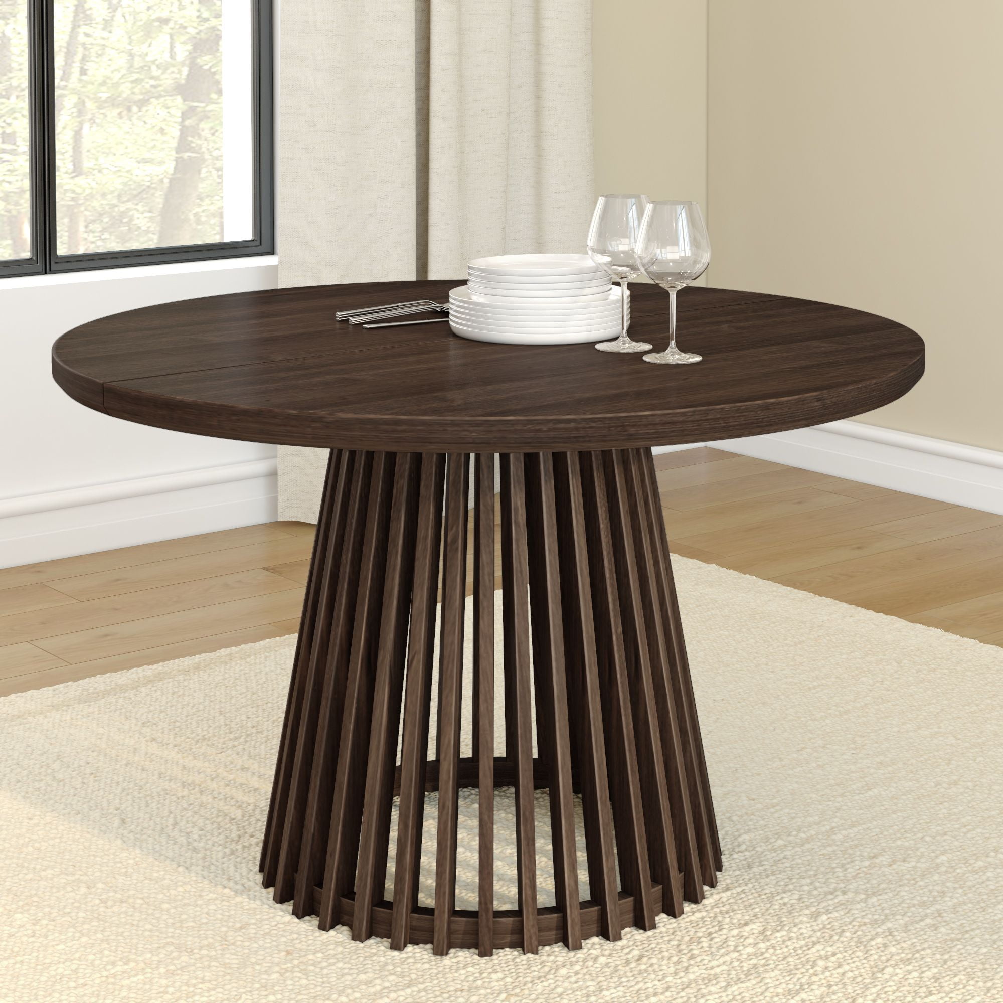 Plank+Beam 48" Lido Round Dining Table, Solid Wood Minimalist Kitchen ...