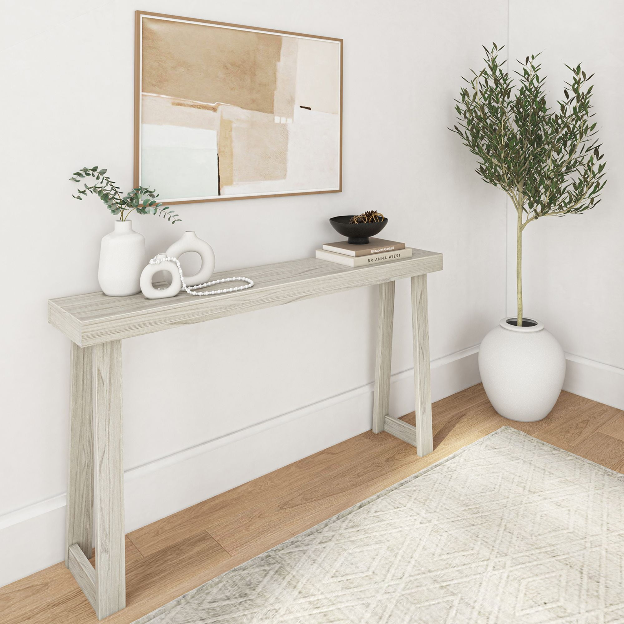 Plank+Beam 56" Classic Console Table, Wooden Sofa Table, Narrow ...