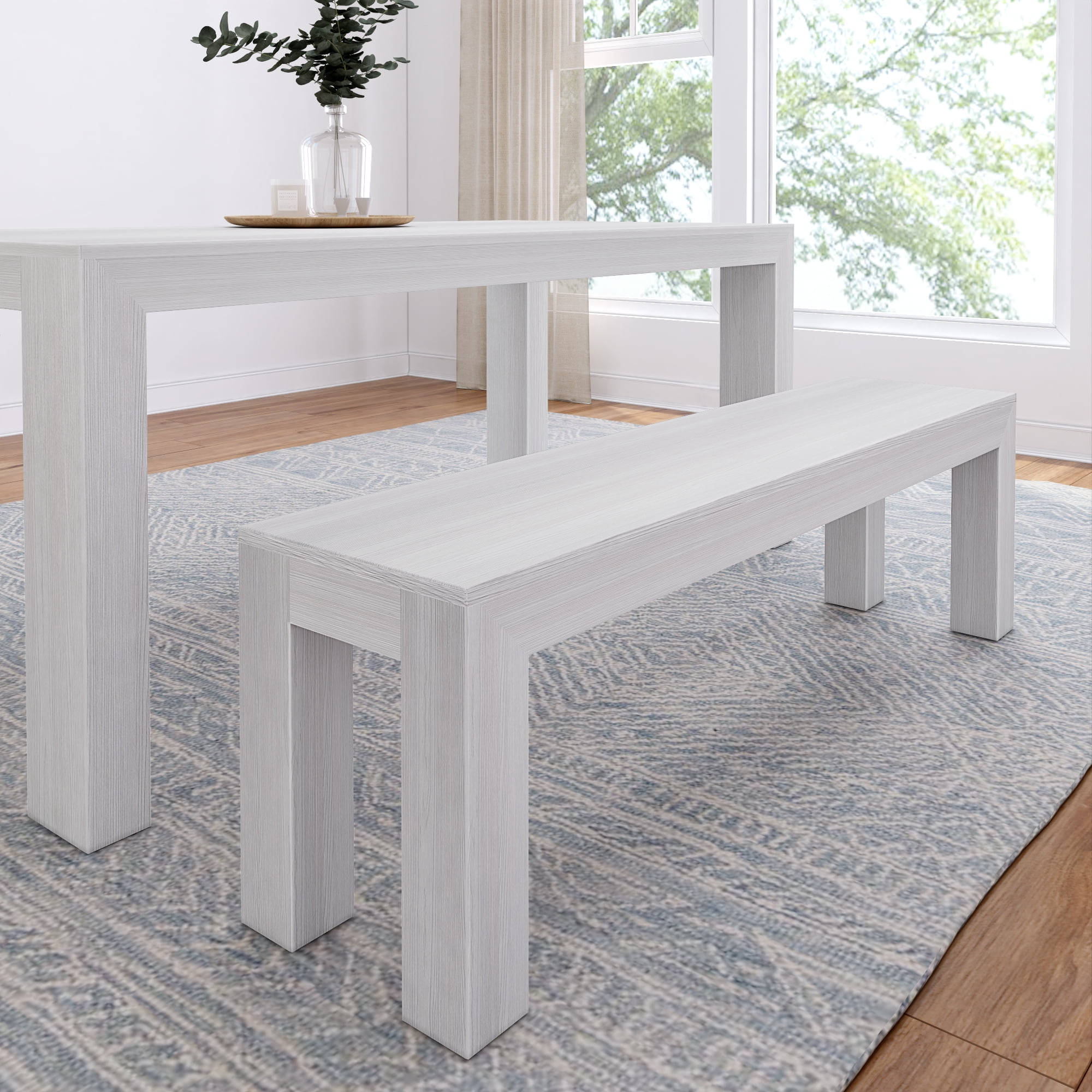 Plank+Beam 60" Modern Wood Dining Bench, Solid Wood Bench for Dining ...