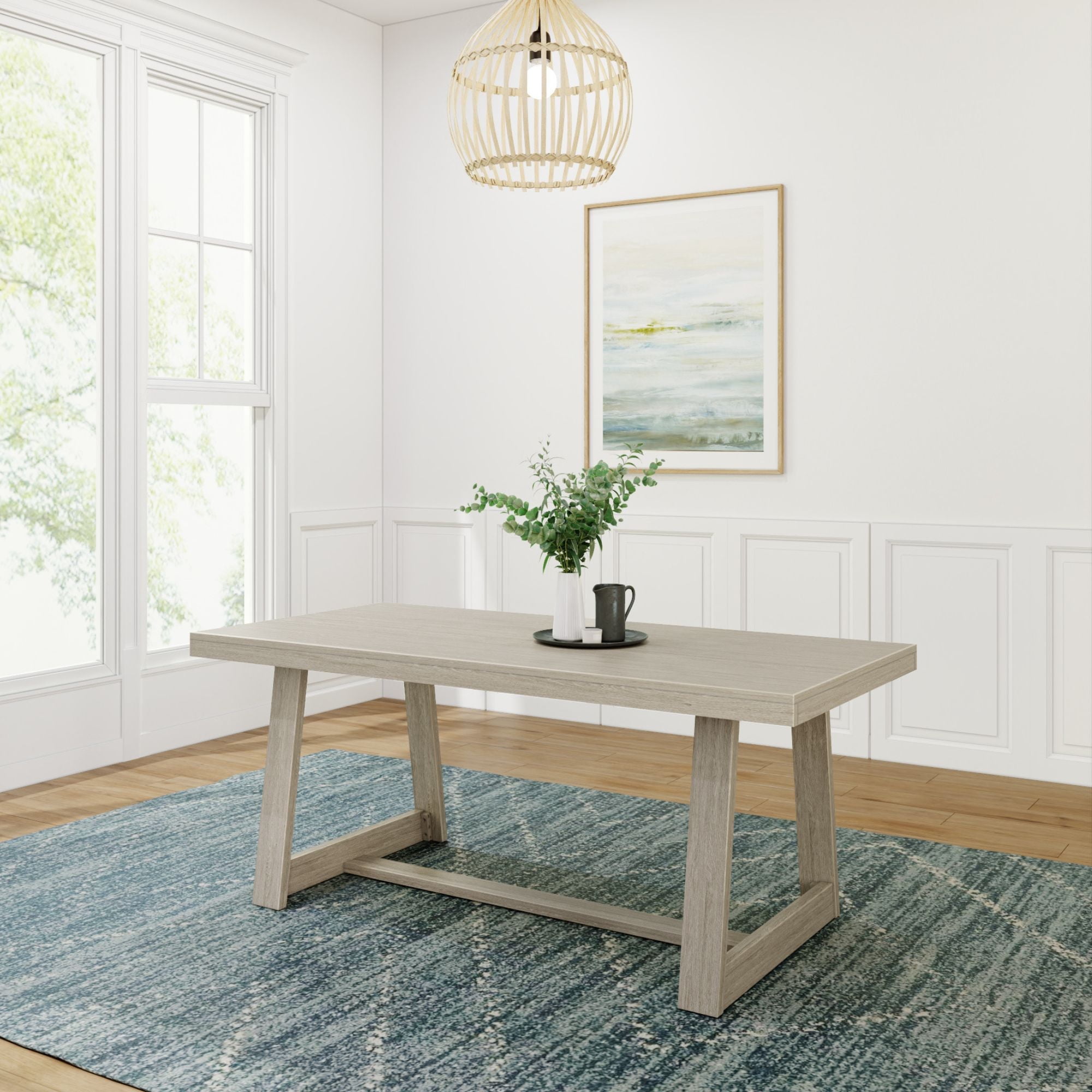 Plank+Beam 72 inch Solid Wood Farmhouse Dining Table, Long Rectangular ...