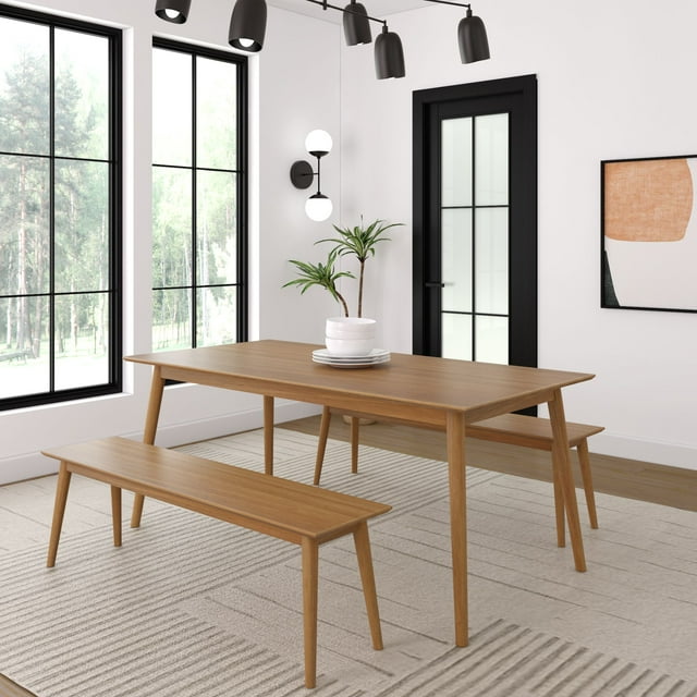 Plank+Beam 72" Mid-century Modern Solid Wood Dining Table Set with 2 ...