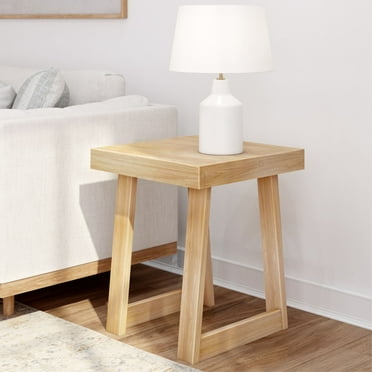 Tall End Table, Narrow Side Table with Storage Shelve, Natural ...