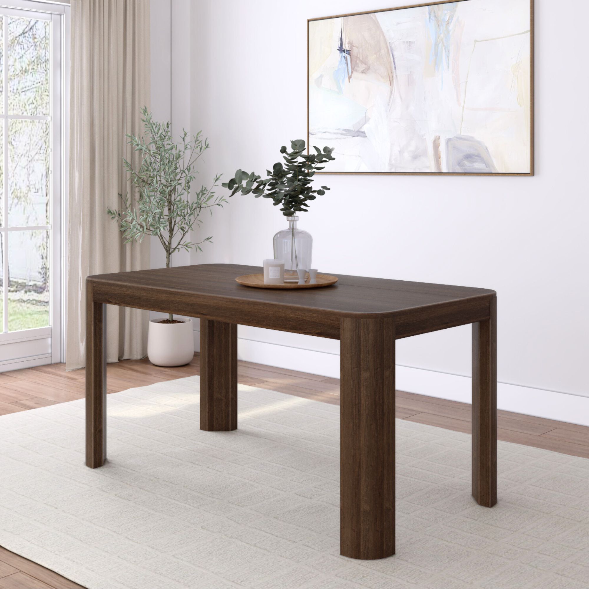 Plank+Beam Contour Dining Table, 60 Inch Solid Wood Kitchen Table ...