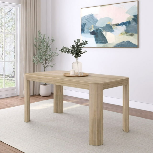 Plank+Beam Contour Dining Table, 60" Solid Wood Kitchen Table, Modern ...