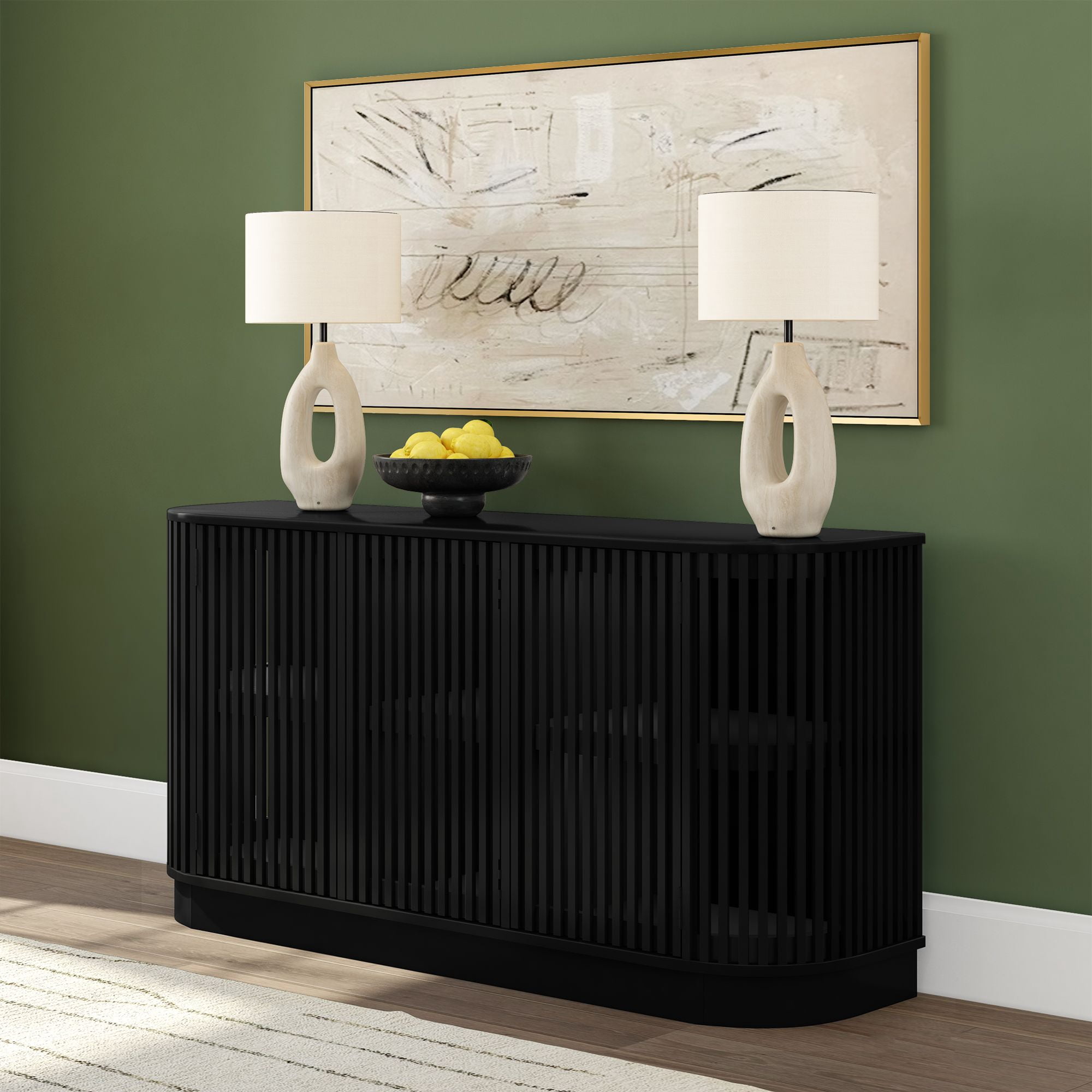Plank+Beam Contour Solid Wood Sideboard with 3 Doors, 59" TV Stand for ...