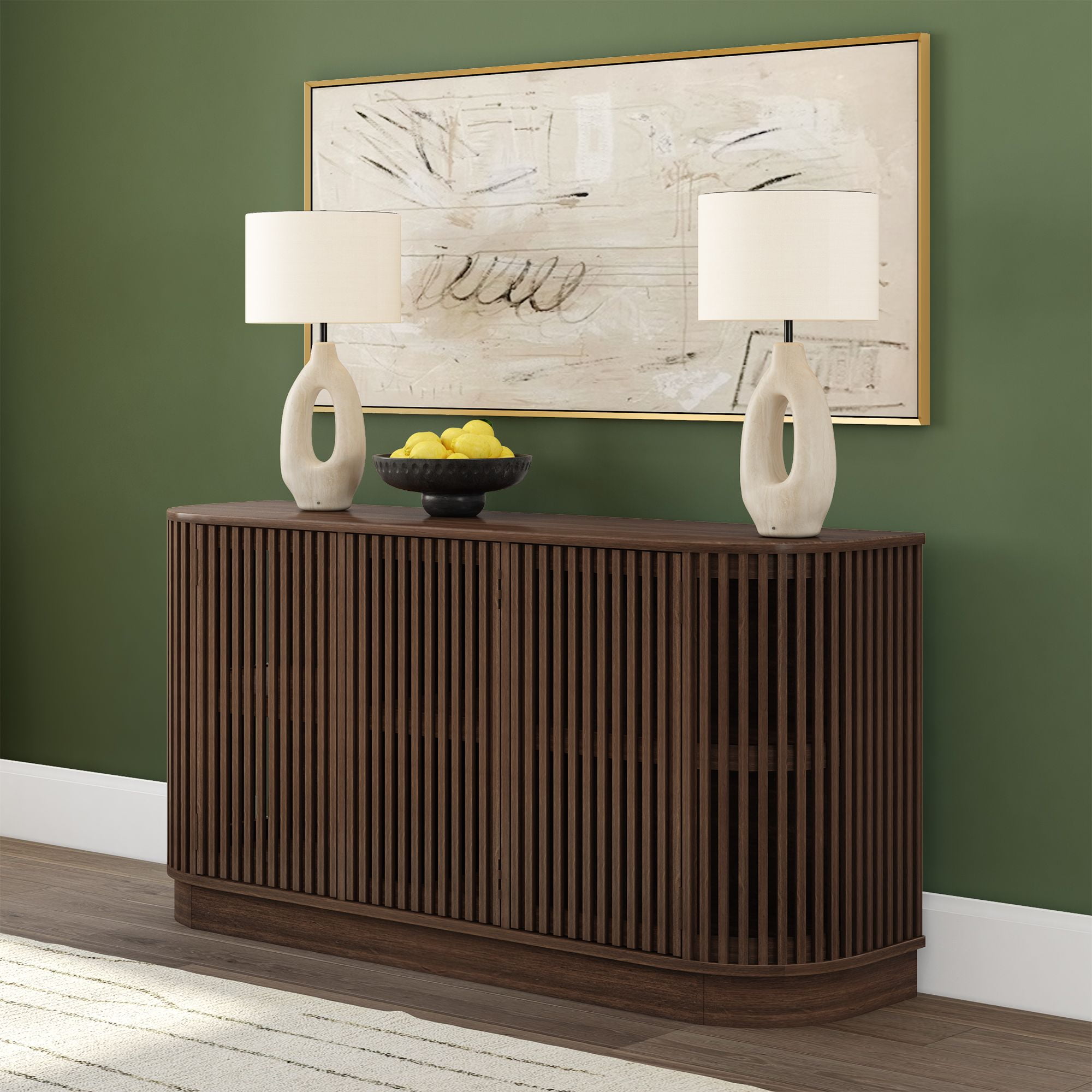 Plank+Beam Contour Solid Wood Sideboard with 3 Doors, 59" TV Stand for ...