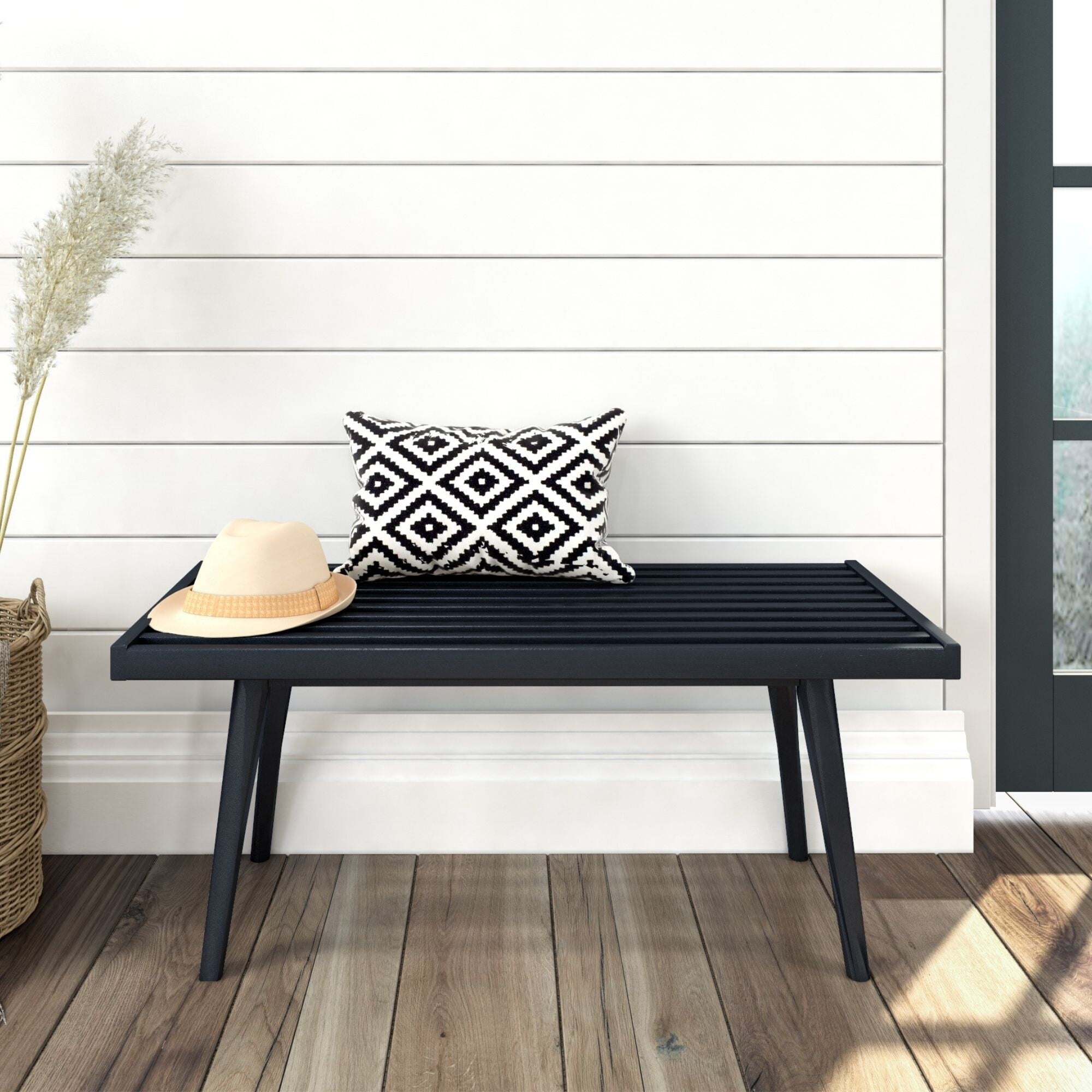 Plank+Beam Mid-Century Wooden Bench for Bedroom, Entryway, Indoor ...