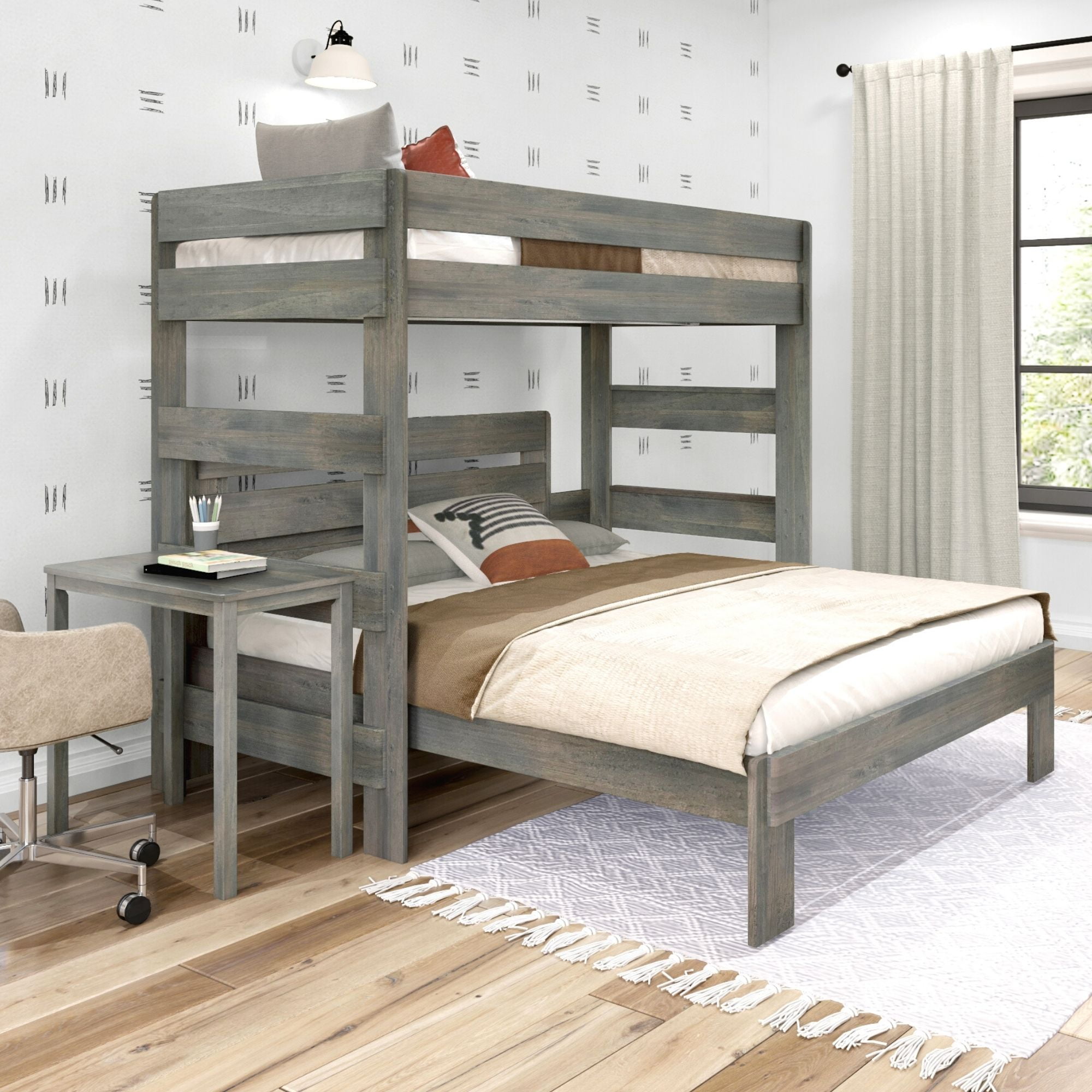 Twin Over Queen L Shaped Bunk Bed