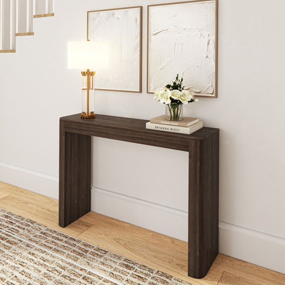 "Plank+Beam Modern Rounded Edge Console Table, 46"" Narrow Wood ...