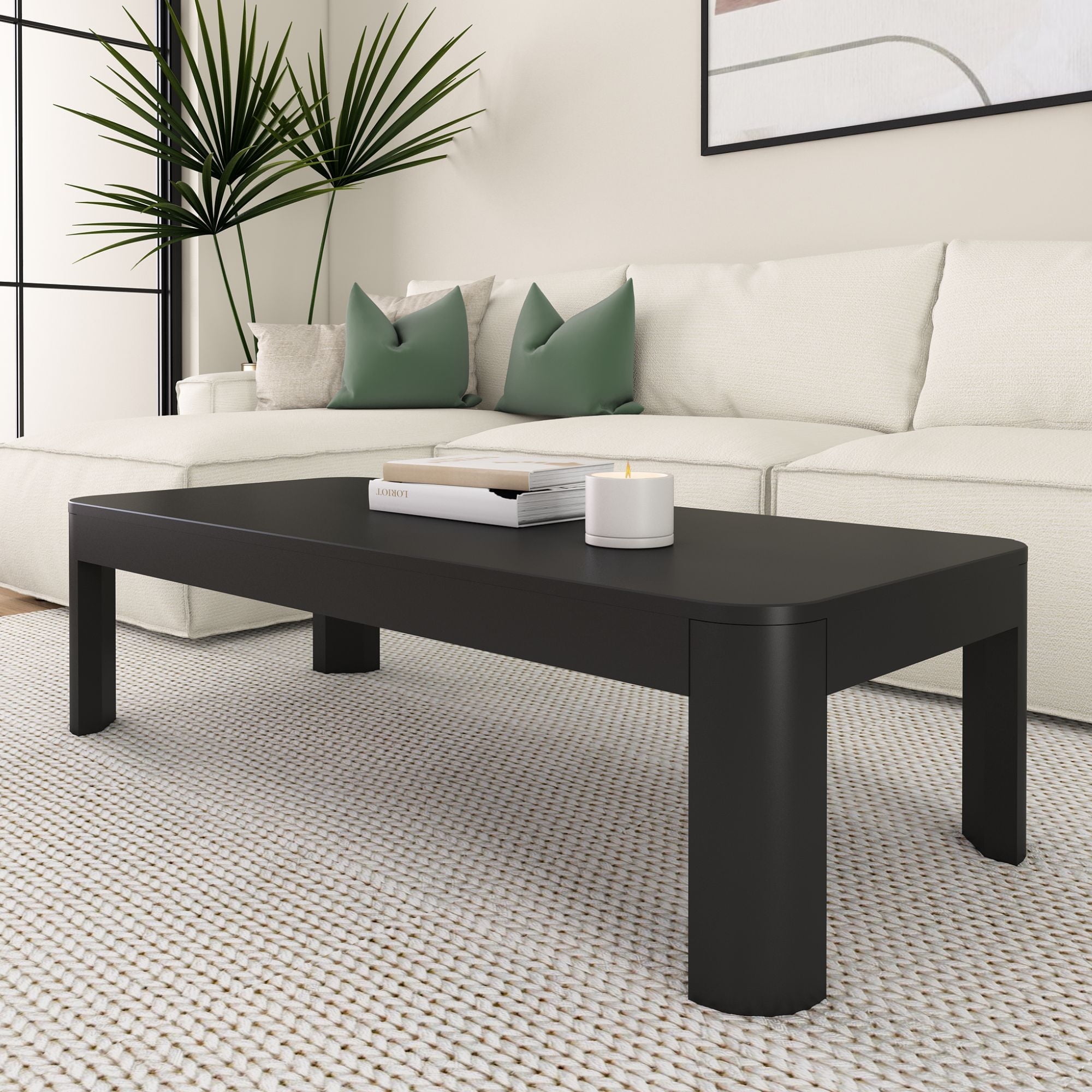 Plank+Beam Modern 54" Coffee Table, Rectangle Table for Living Room ...