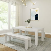 Plank+Beam 72" Modern Rounded Solid Wood Dining Table Set with 2 ...