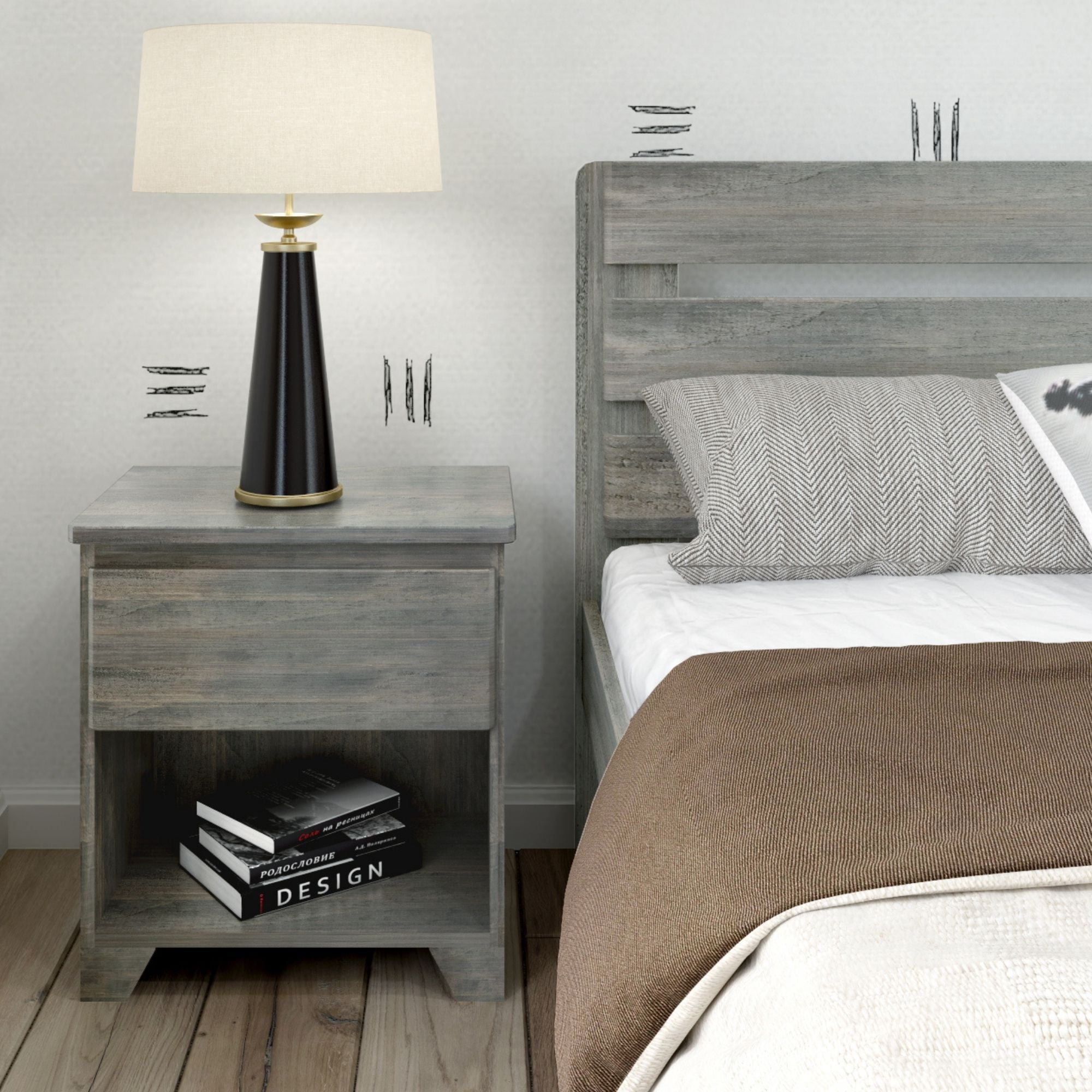 Plank+Beam Modern Farmhouse 1 Drawer Dresser Solid Wood, Driftwood ...