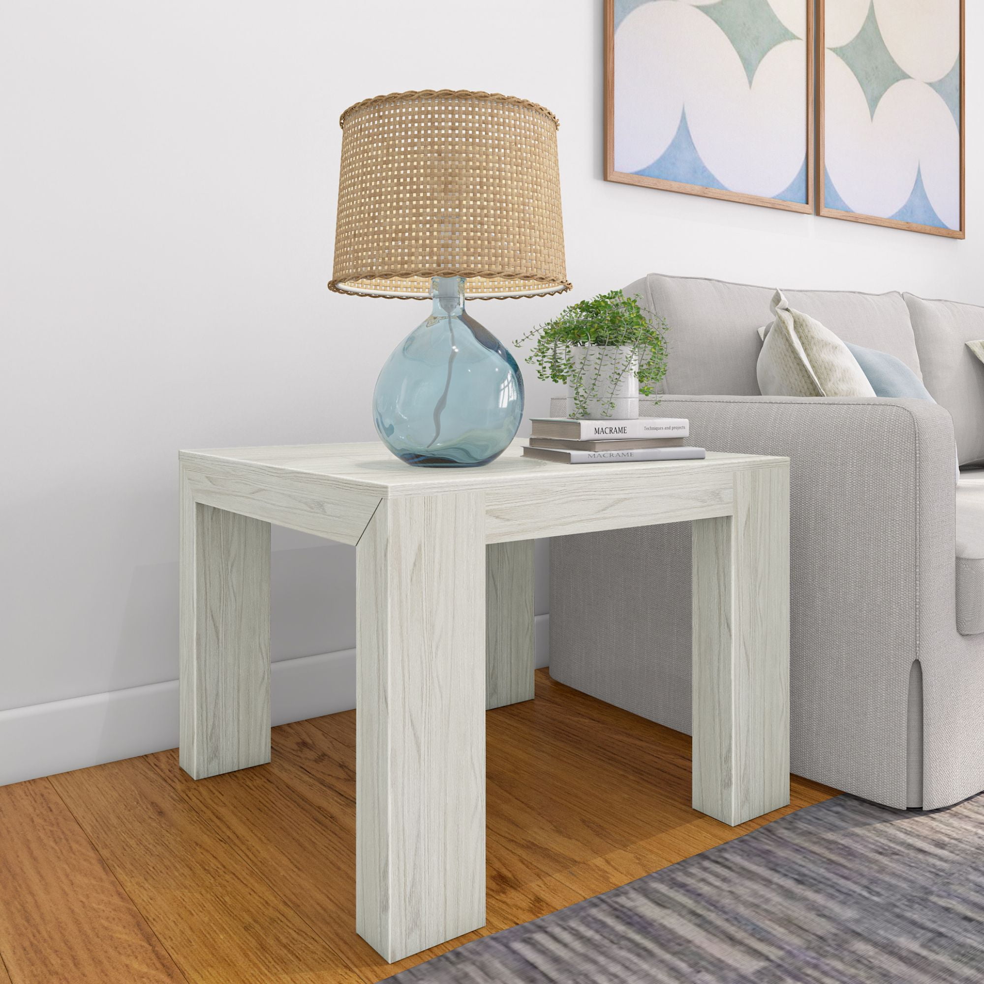 Plank+Beam Modern Solid Wood Square Corner Table, 32" Side Table for ...