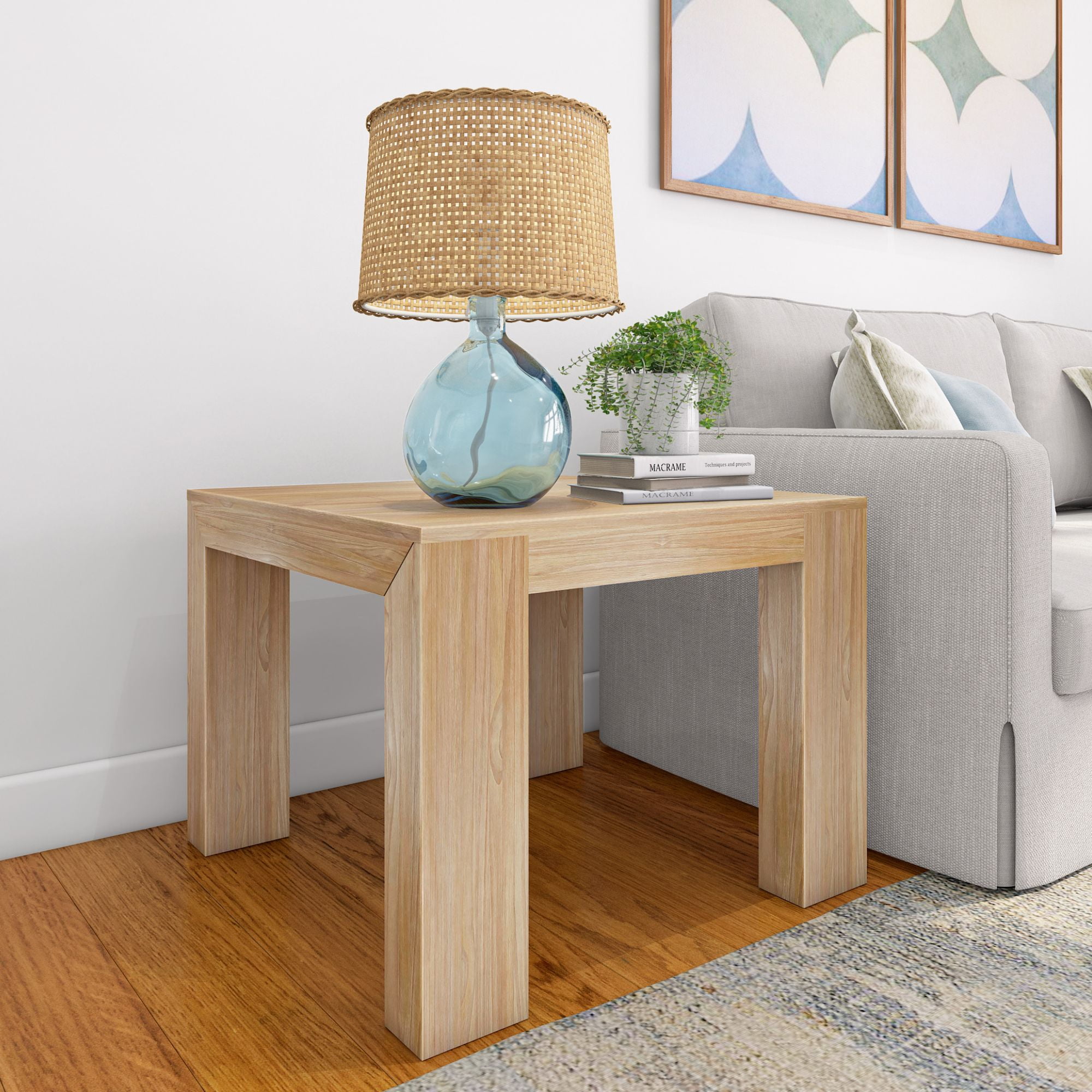 Plank+Beam Modern Solid Wood Square Corner Table, 32" Side Table for ...