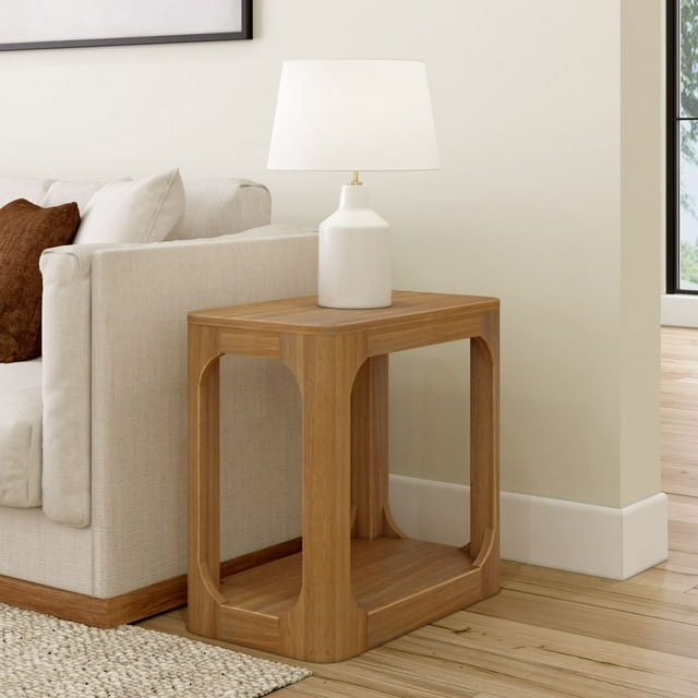 Plank+Beam Rectangular Side Table with Shelf, Slim Side Table for ...