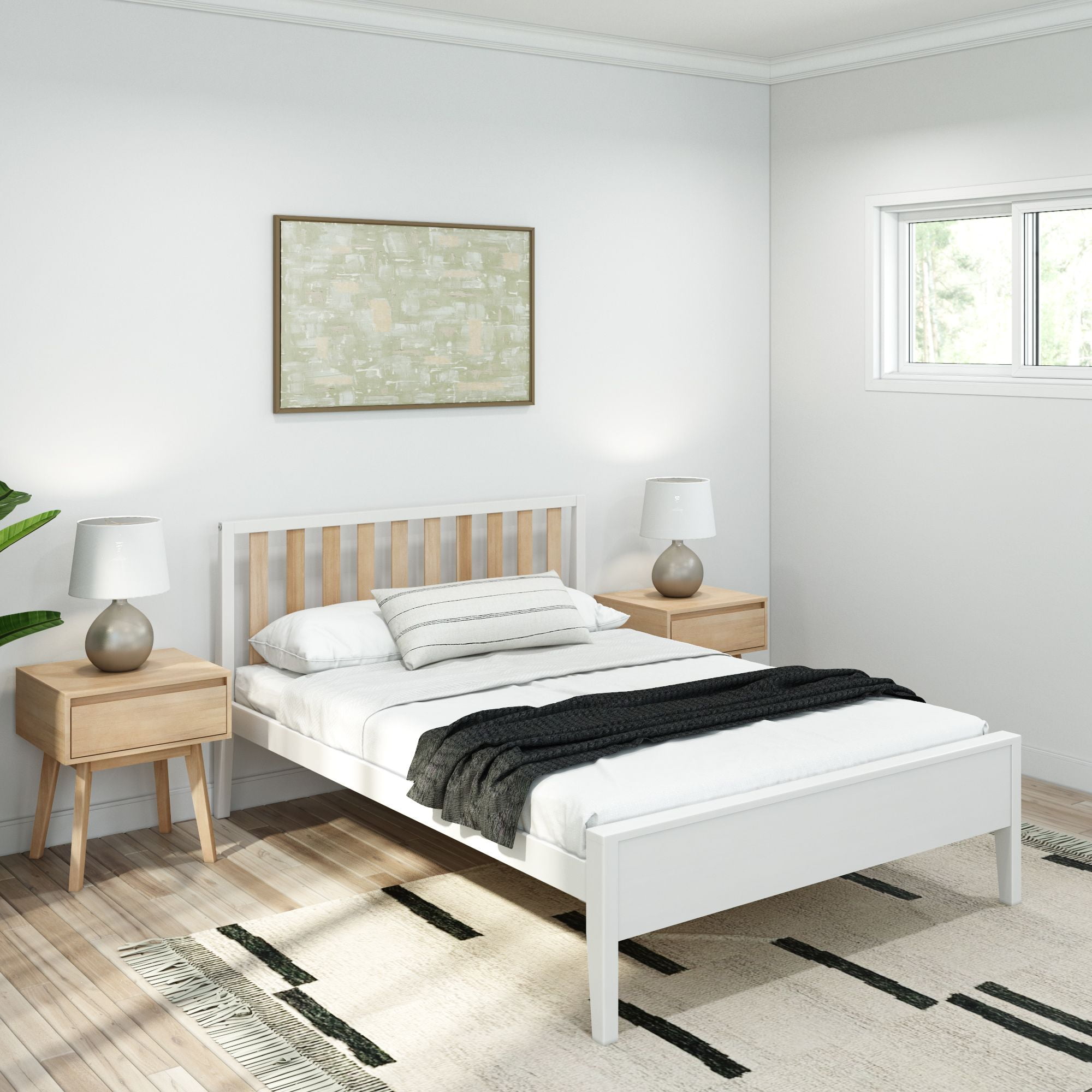 Plank+Beam Scandinavian Full Size Bed Frame with Headboard, Solid Wood ...