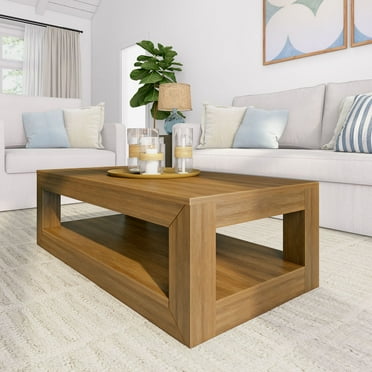 Mainstays Wood Rectangle Coffee Table, Walnut Finish - Walmart.com