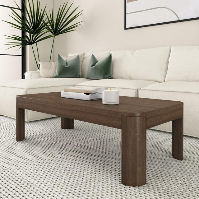 Plank+Beam Solid Wood 48" Modern Rectangular Coffee Table, Coffee Table ...