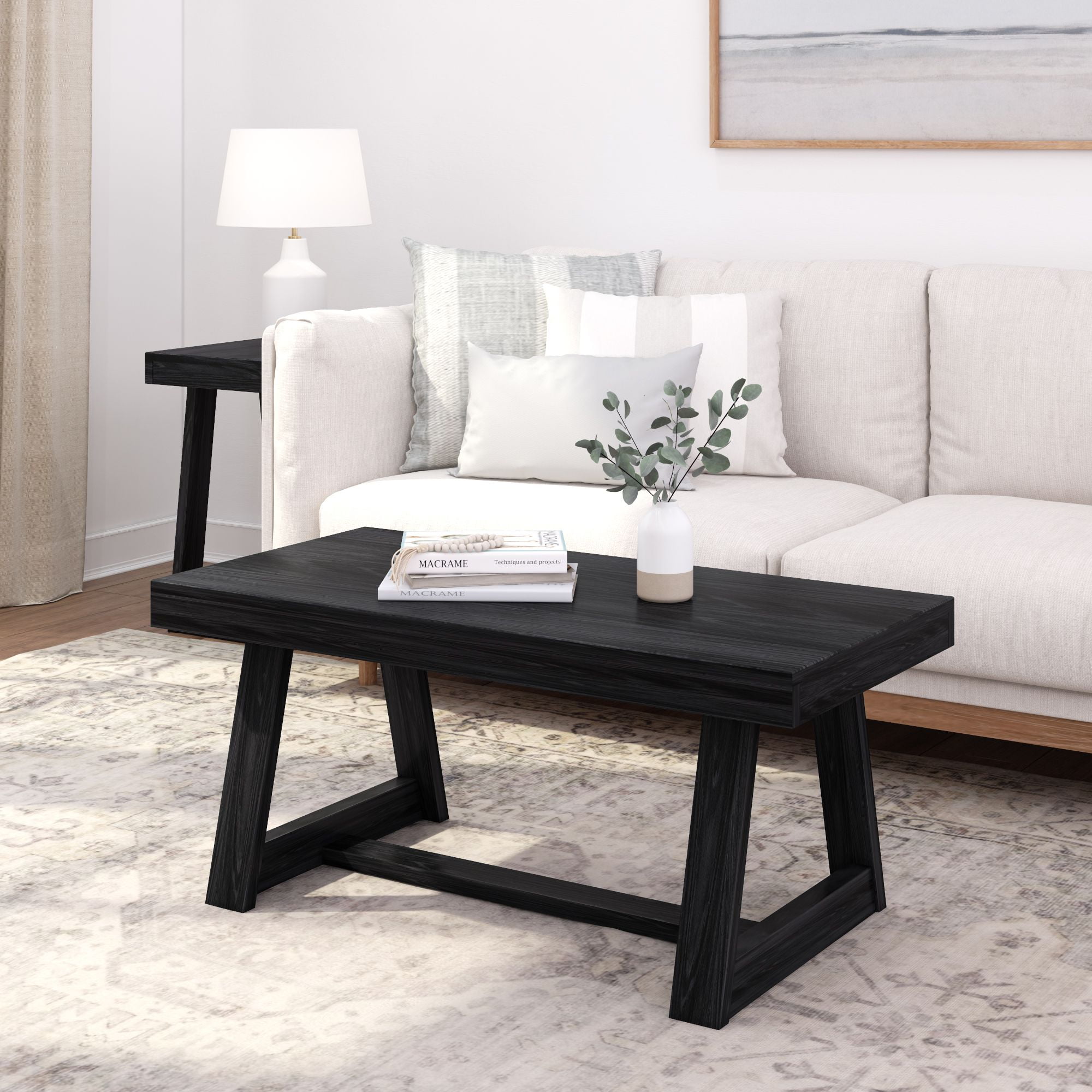 Plank+Beam Farmhouse Coffee Table, 40" Solid Wood Tables for Living ...