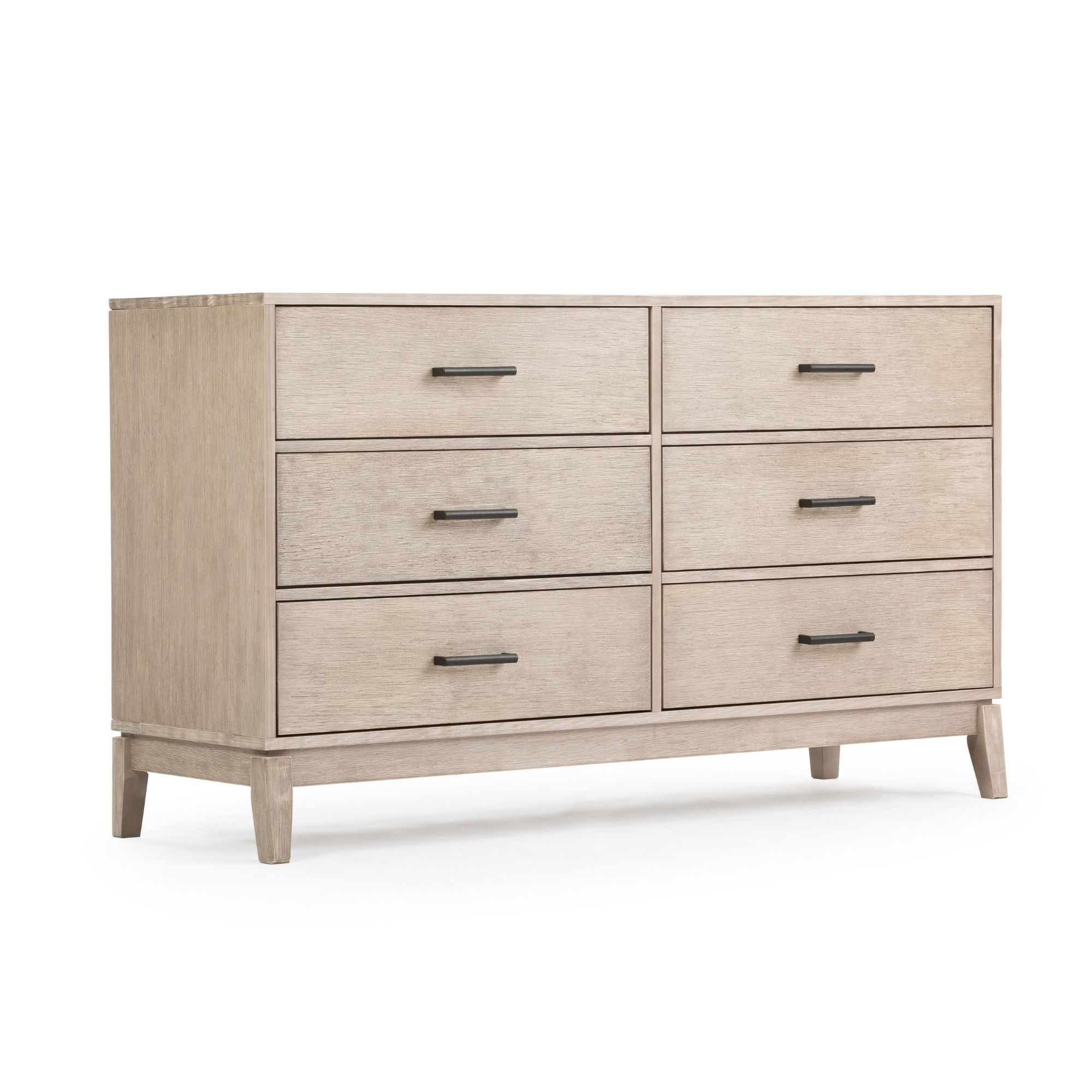 Plank+Beam Contempo 6-Drawer Solid Wood Dresser, Seashell Wirebrush ...